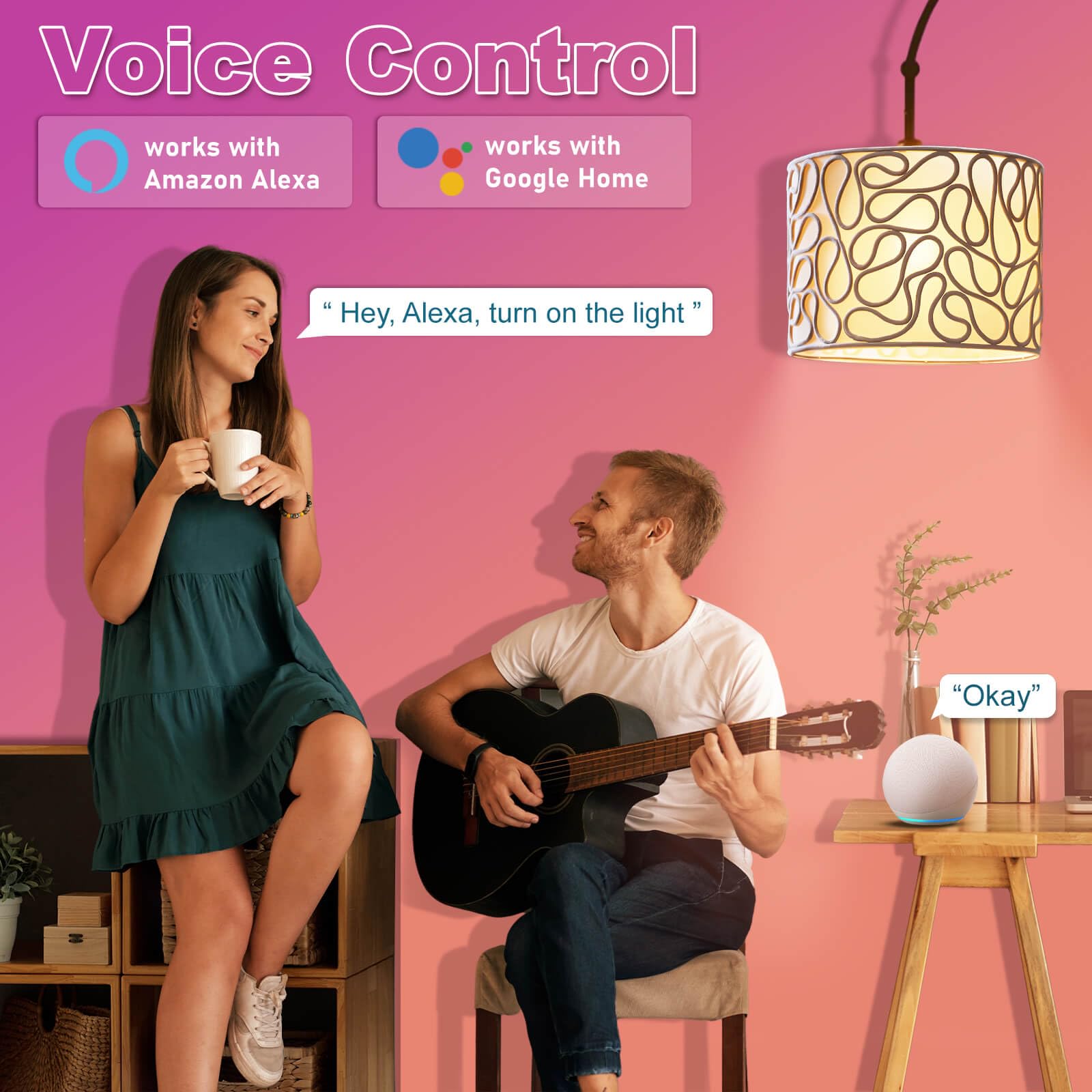 A15 LED Smart Bulb, 5W=40W,Compatible with Alexa, Google Assistant, E12 Base, Dimmable, WiFi, RGB Color Changing, Tunable White 2700K-6500K, Globe Shape, G45 Ceiling Fan Light Bulbs 4 Pack