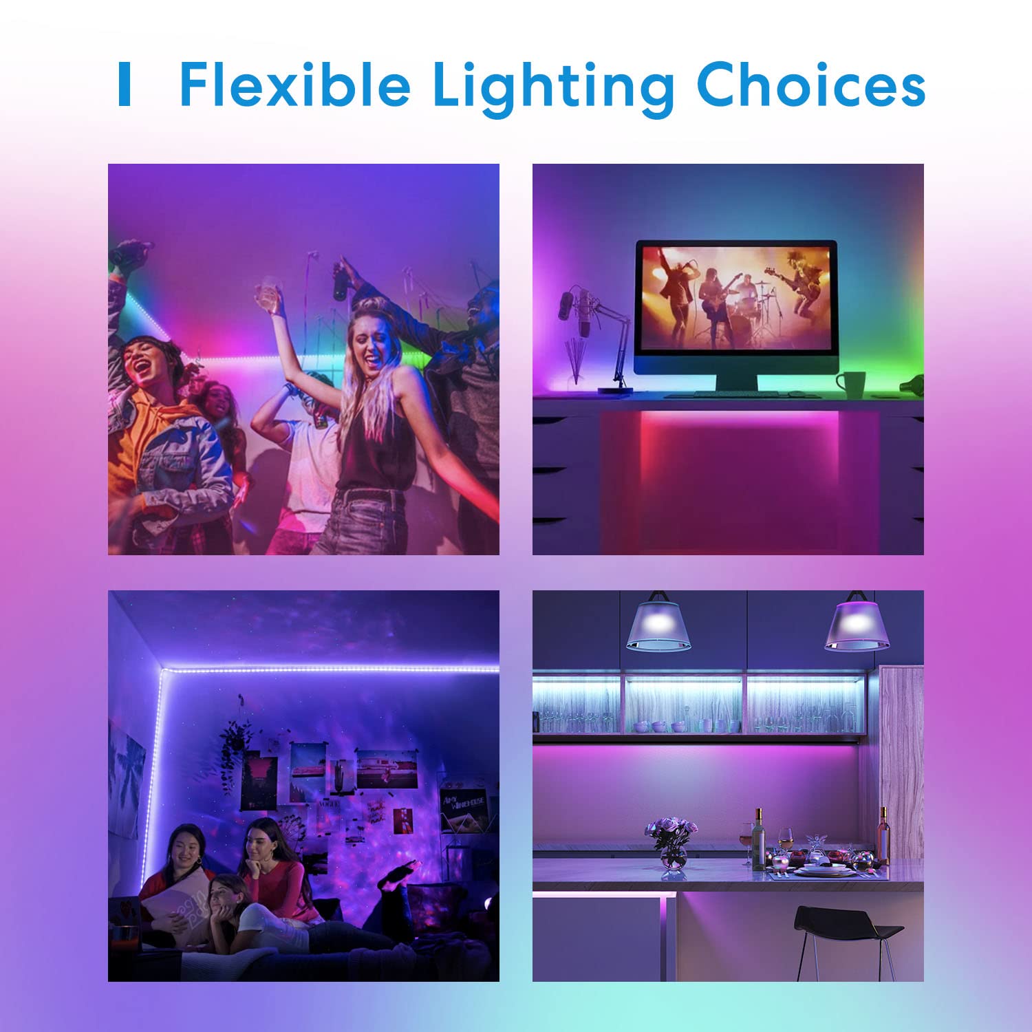 Smart LED Strip Lights Works with Apple HomeKit, 16.4ft WiFi RGB Strip, Compatible with Siri, Alexa&Google and SmartThings, App Control, Color Changing Led Strips for Home, Bedroom, Kitchen, TV, Party