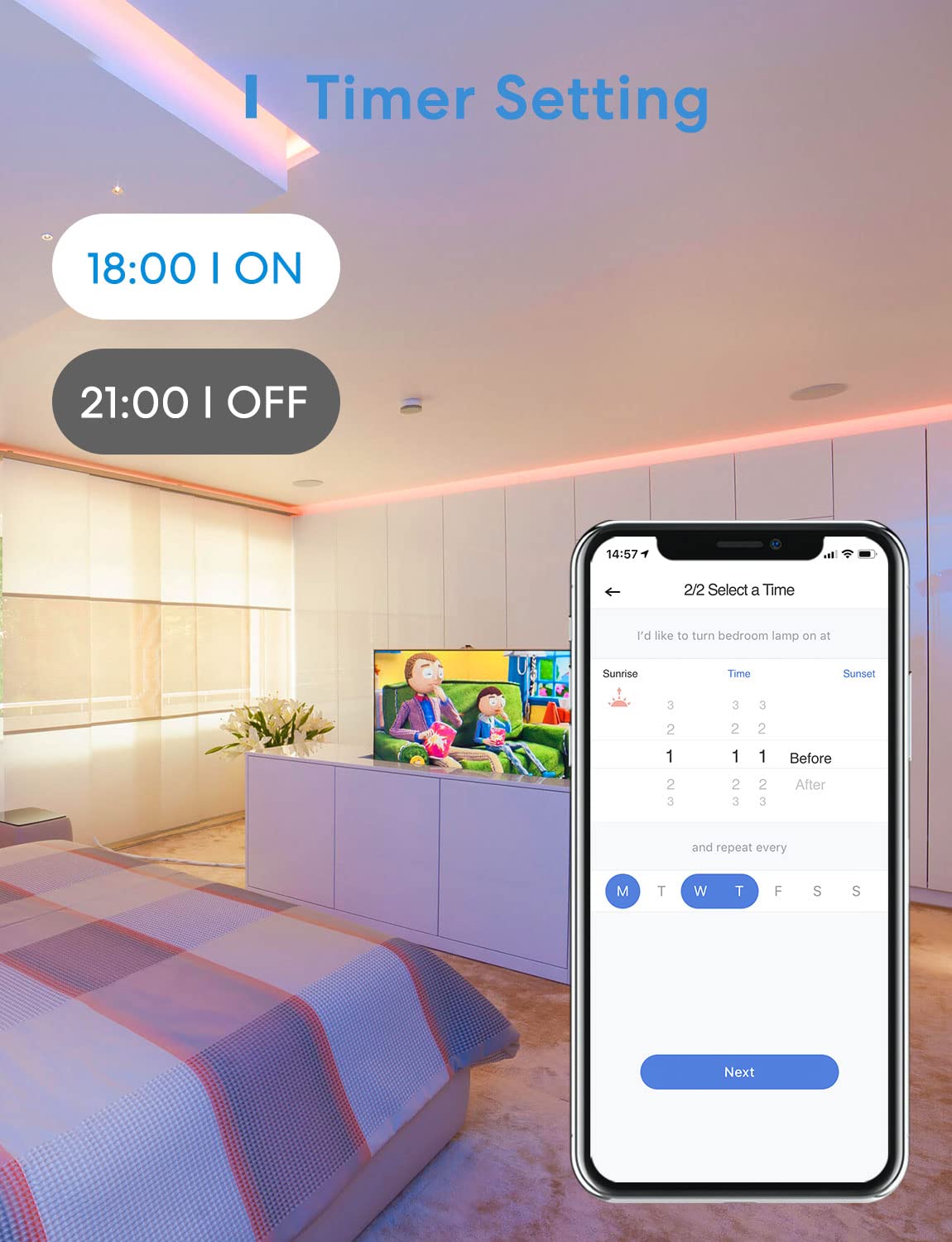 Smart LED Strip Lights Works with Apple HomeKit, 16.4ft WiFi RGB Strip, Compatible with Siri, Alexa&Google and SmartThings, App Control, Color Changing Led Strips for Home, Bedroom, Kitchen, TV, Party