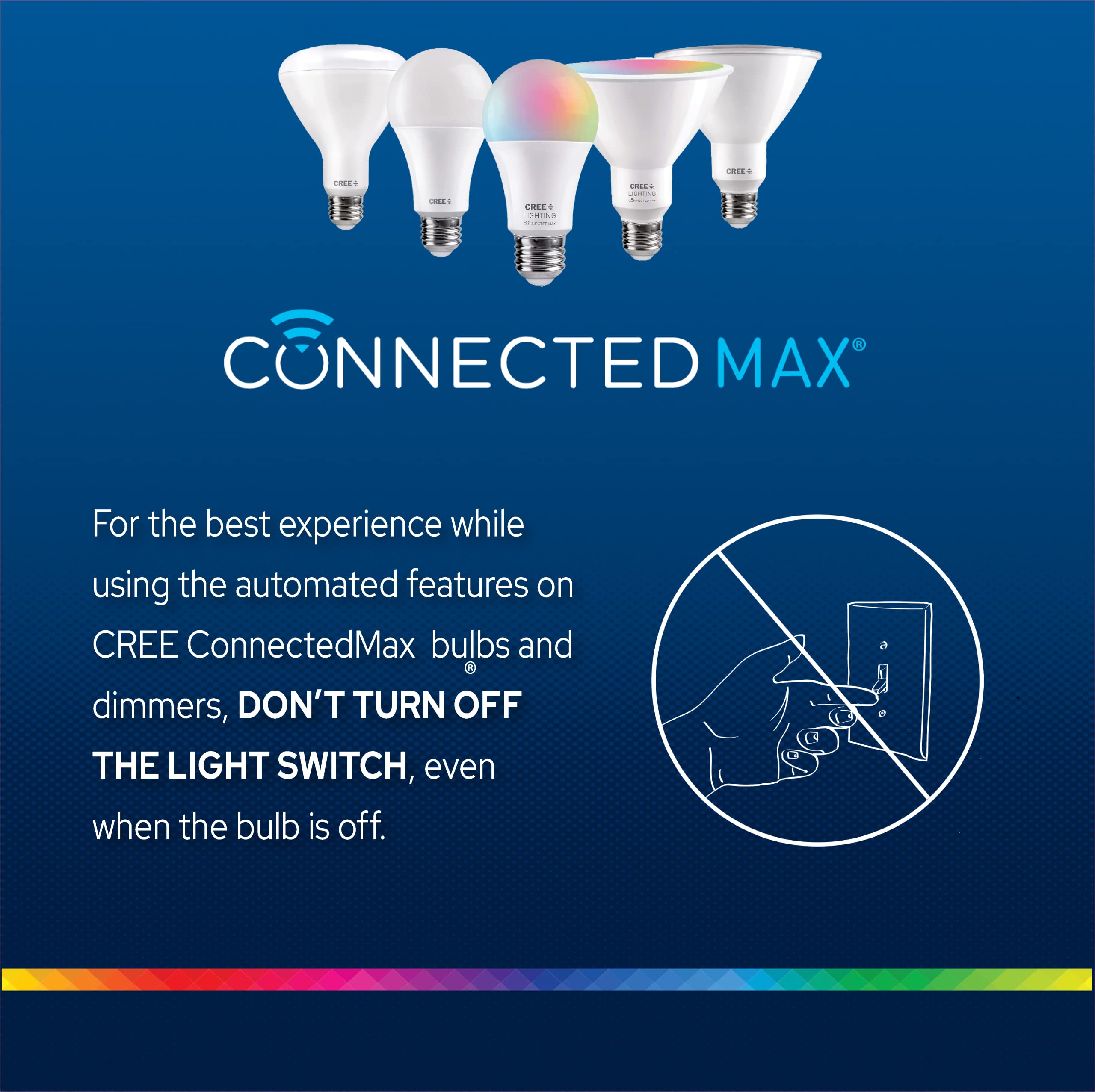 Cree Lighting Connected Max Smart Led Bulb A21 100W Tunable White + Color Changing, 2.4 Ghz, Works With Alexa And Google Home, No Hub Required, Bluetooth + Wifi, 1Pk