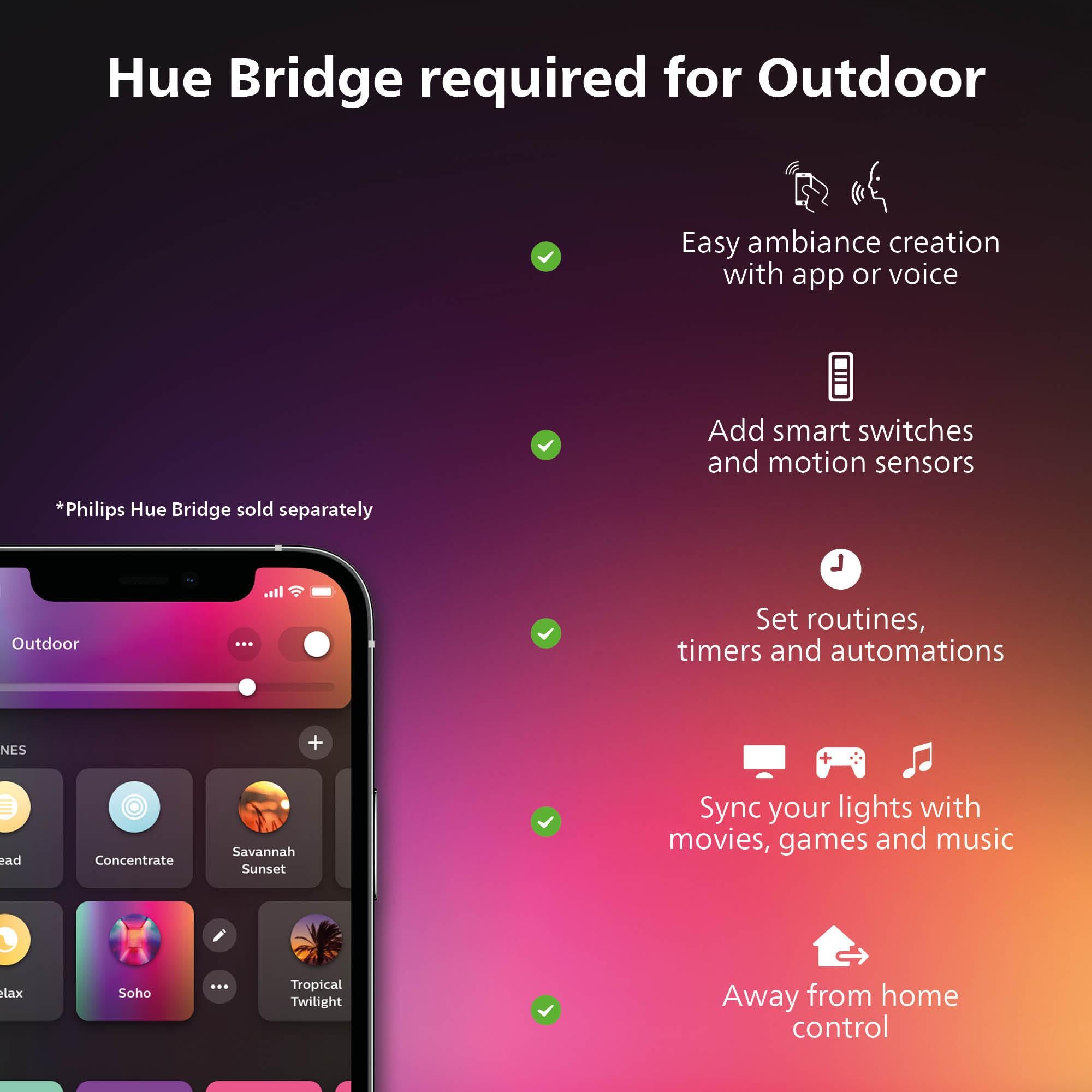 Philips Hue White & Color Ambiance Appear Outdoor Wall Light Fixture (Hue Hub Required, Compatible with Alexa, Apple Homekit & Google Assistant), Black