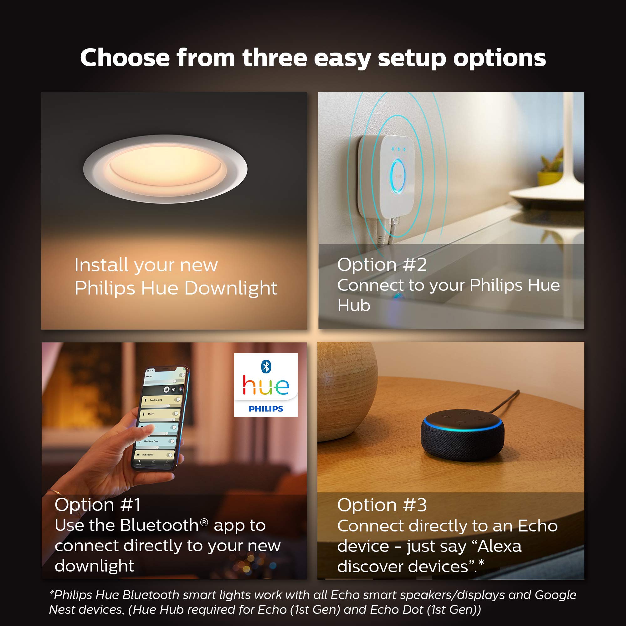 Philips Hue White Ambiance LED Smart Retrofit 5/6-inch Recessed Downlight, Bluetooth & Zigbee Compatible, Warm-to-Cool White Light (Hue Hub Optional), 1-Pack