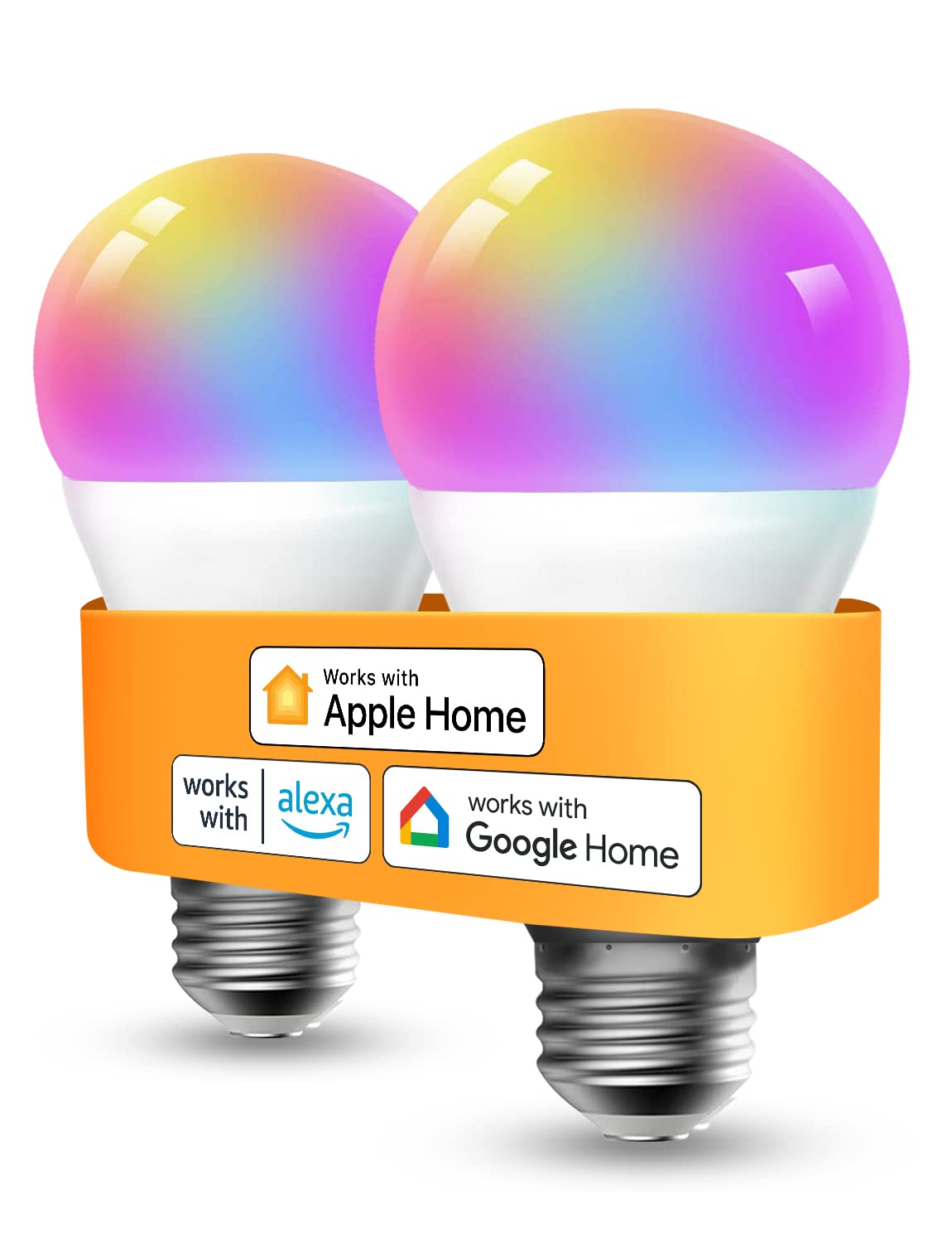 Refoss Smart Bulbs Works with Apple HomeKit, Color Changing Smart Light Bulbs Compatible with Siri, Alexa and Google Home, A19 LED Bulb, E26 Fitting, 2700K-6500K Dimmable, 9W 810 Lumens, 2 Pack