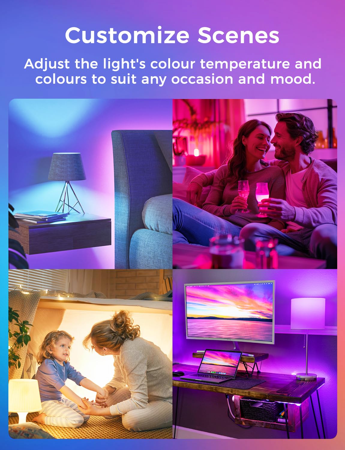 Refoss Smart Bulbs Works with Apple HomeKit, Color Changing Smart Light Bulbs Compatible with Siri, Alexa and Google Home, A19 LED Bulb, E26 Fitting, 2700K-6500K Dimmable, 9W 810 Lumens, 2 Pack