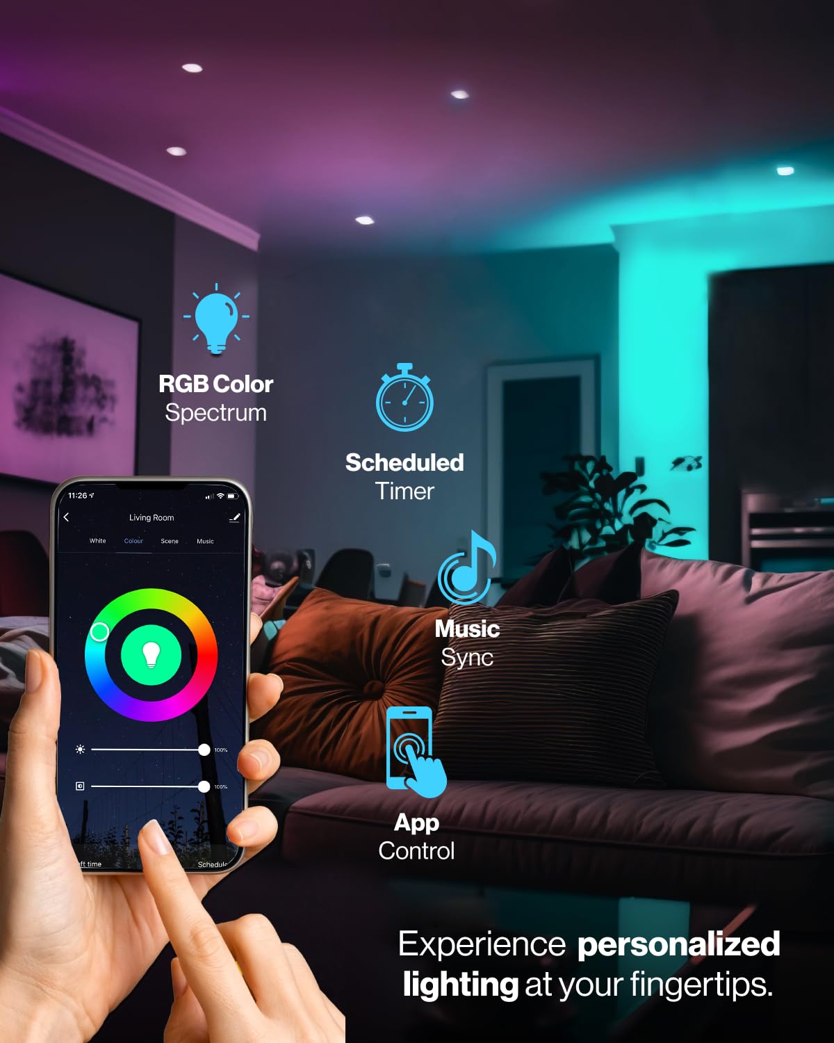 Sunco Lighting BR30 Alexa Smart Flood Light Bulbs Color Changing LED Recessed WiFi Bulb, 8W, RGBCW, Dimmable, 650 LM, Compatible with Alexa & Google Assistant, E26 Base, No Hub Required 6 Pack