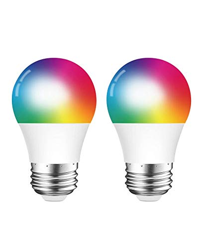 DOGAIN Smart Light Bulb E26 A15 RGB Color Changing Light Bulbs Compatible with Alexa Google Home 6W (40W Equivalent) Dimmable Multicolor WiFi LED Light Bulbs 500LM (Only 2.4GHz) 2 Pack