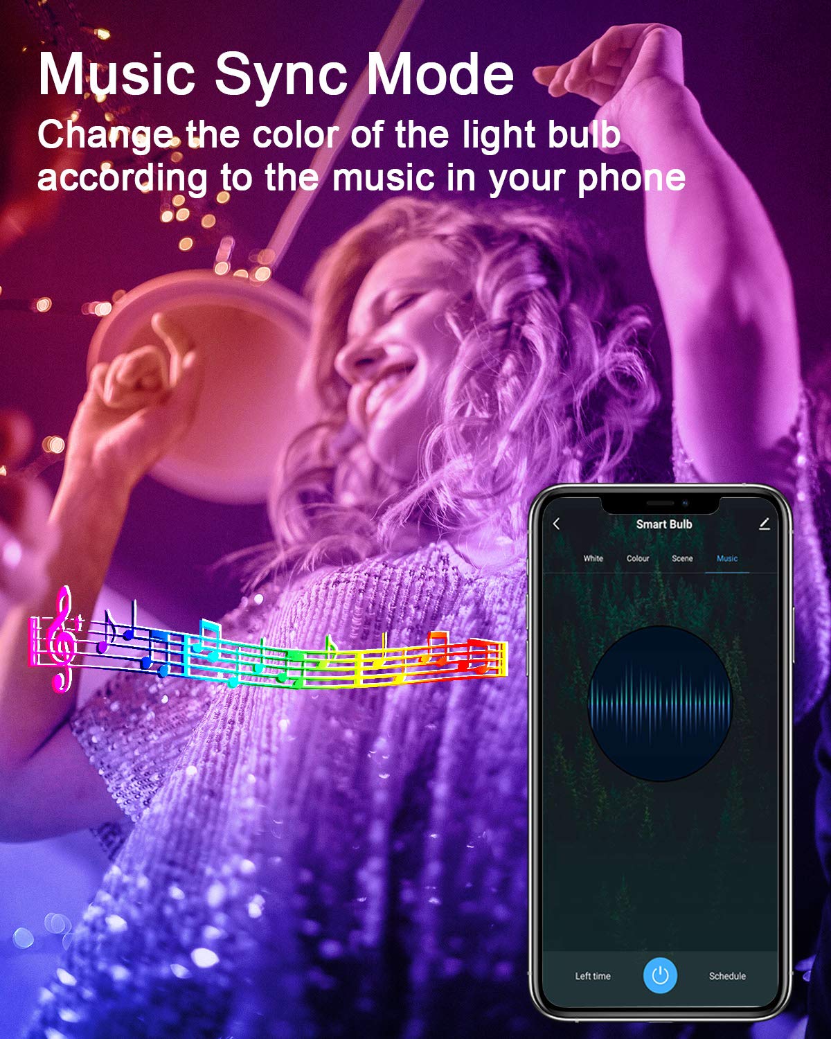 DOGAIN Smart Light Bulb E26 A15 RGB Color Changing Light Bulbs Compatible with Alexa Google Home 6W (40W Equivalent) Dimmable Multicolor WiFi LED Light Bulbs 500LM (Only 2.4GHz) 2 Pack