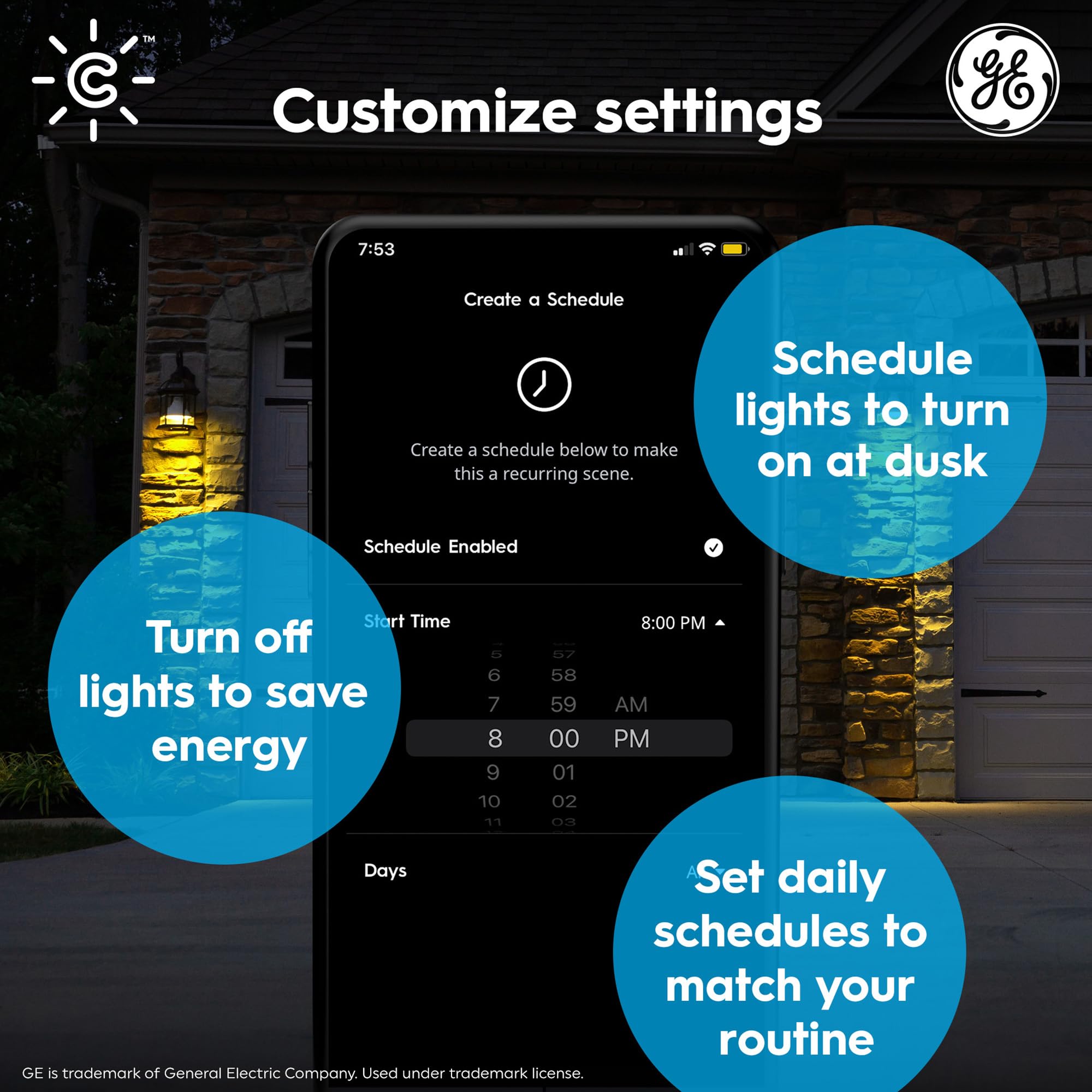 GE CYNC Smart LED Light Bulbs, Color Changing Lights, Bluetooth and Wi Fi Lights, Works with Alexa and Google Home, PAR38 Outdoor Floodlights (2 Pack)