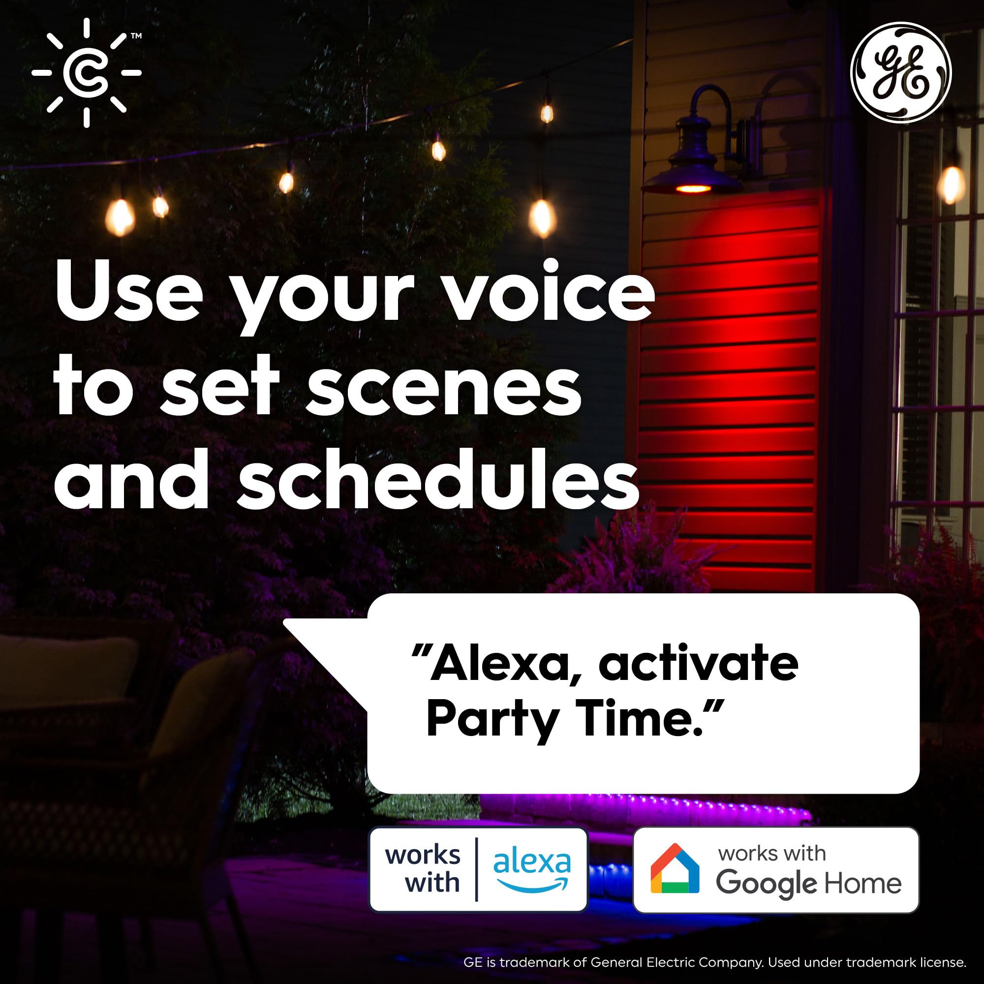 GE CYNC Smart LED Light Bulbs, Color Changing Lights, Bluetooth and Wi Fi Lights, Works with Alexa and Google Home, PAR38 Outdoor Floodlights (2 Pack)