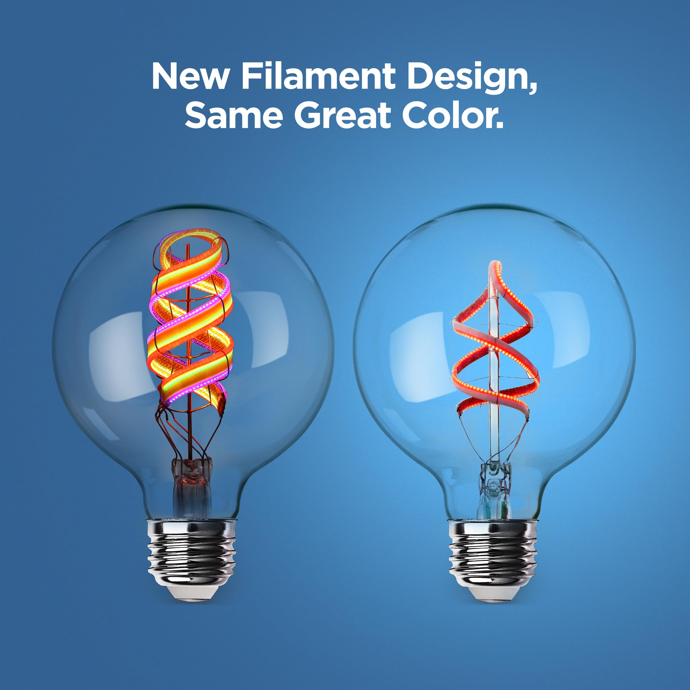 Feit Electric 60 Watt Equivalent Smart Filament Globe Bulb, Spiral Filament WiFi Dimmable, Works with Alexa and Google Assistant No Hub Required, G30 Vanity LED Smart Light Bulb G3060/RGBW/FIL/AG