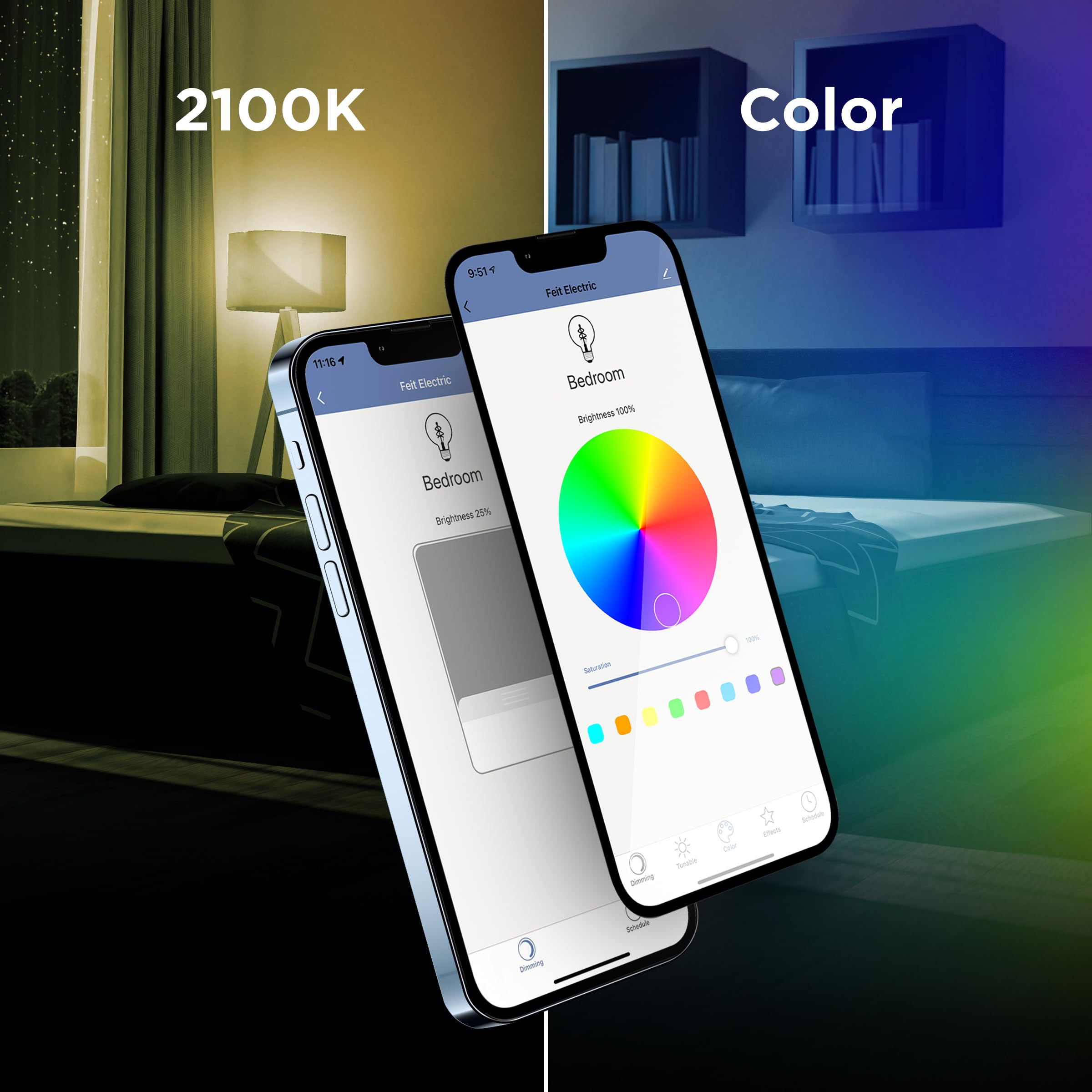 Feit Electric 60 Watt Equivalent Smart Filament Globe Bulb, Spiral Filament WiFi Dimmable, Works with Alexa and Google Assistant No Hub Required, G30 Vanity LED Smart Light Bulb G3060/RGBW/FIL/AG