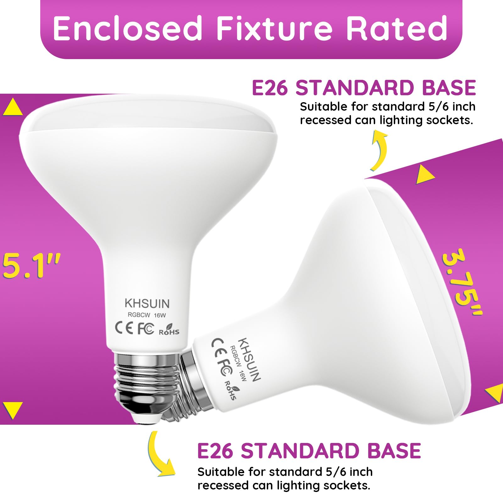 Bright Smart Light Bulbs 13W 100W Equivalent 1300 Lumens 2700K-6500K Tunable BR30 Wifi Color Changing Light Bulb Works with Alexa Google,Recessed Alexa Light Bulb,Dimmable Flood Smart Bulb,4 Pack