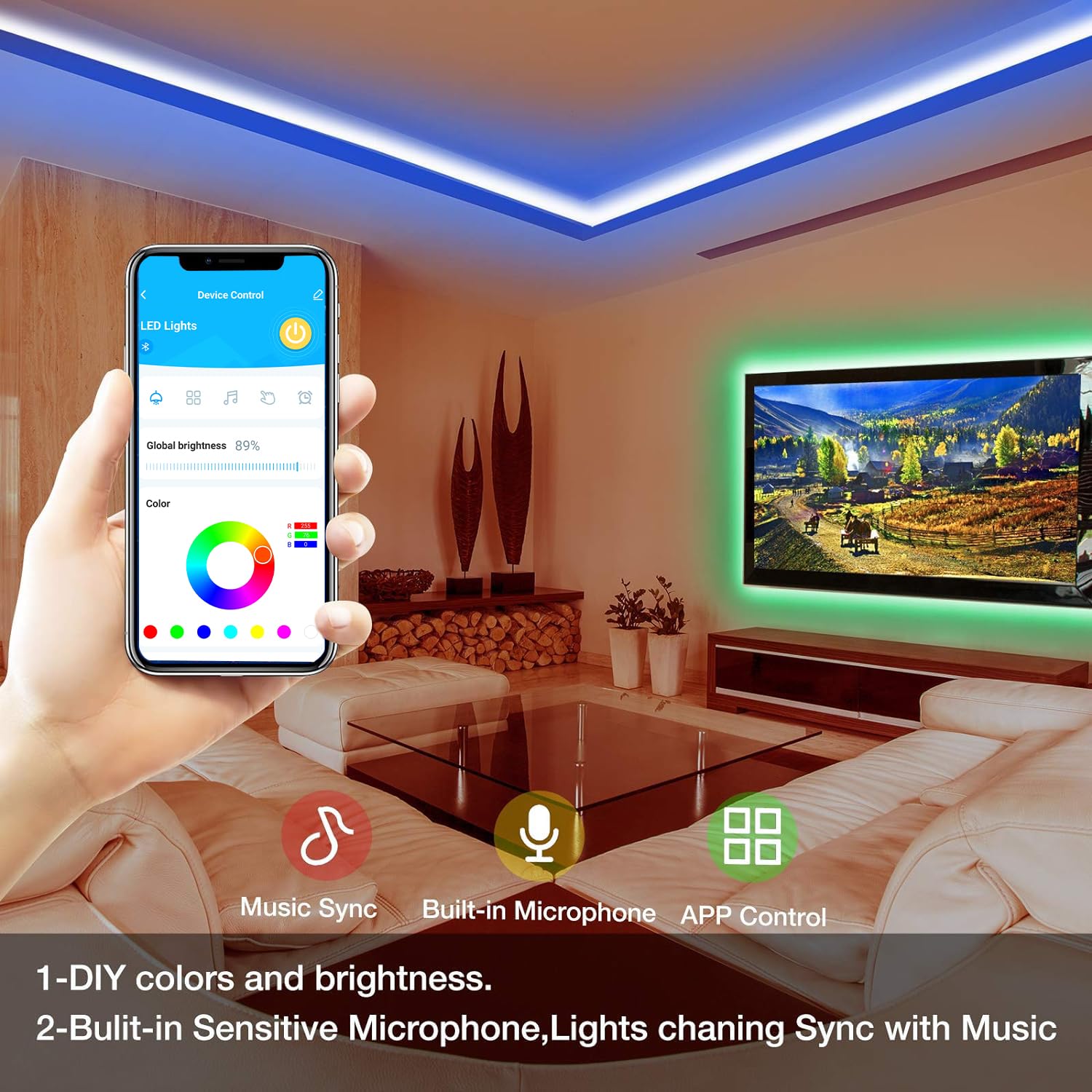 DAYBETTER Smart WiFi App Control Led Strip Lights Work with Alexa Google Assistant -16.4 feet