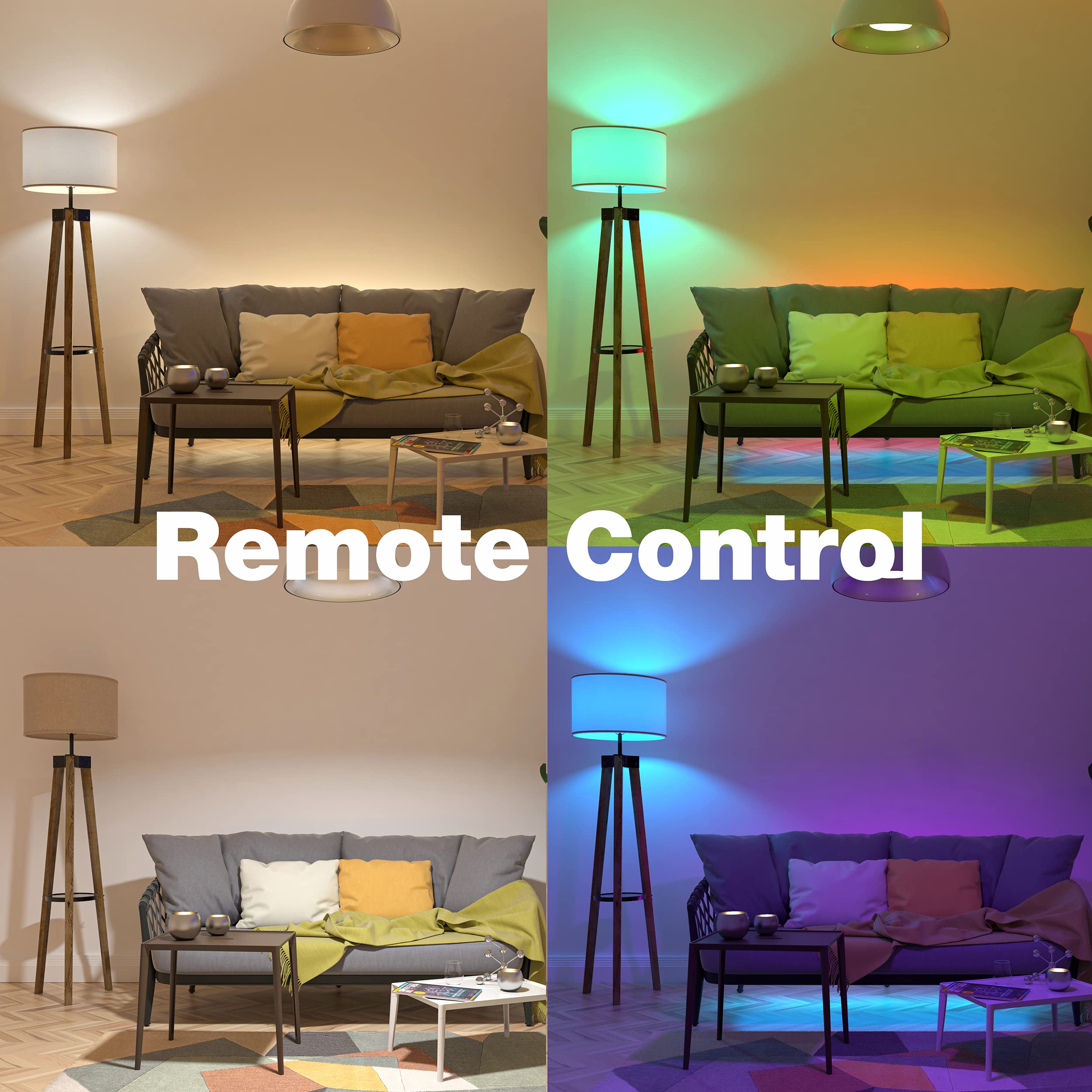 FLSNT LED Light Bulbs Color-Changing Smart Bulbs That Work with Alexa & Google Home by Smart Life APP, 9W, E26 Base, A19, 4 Pack
