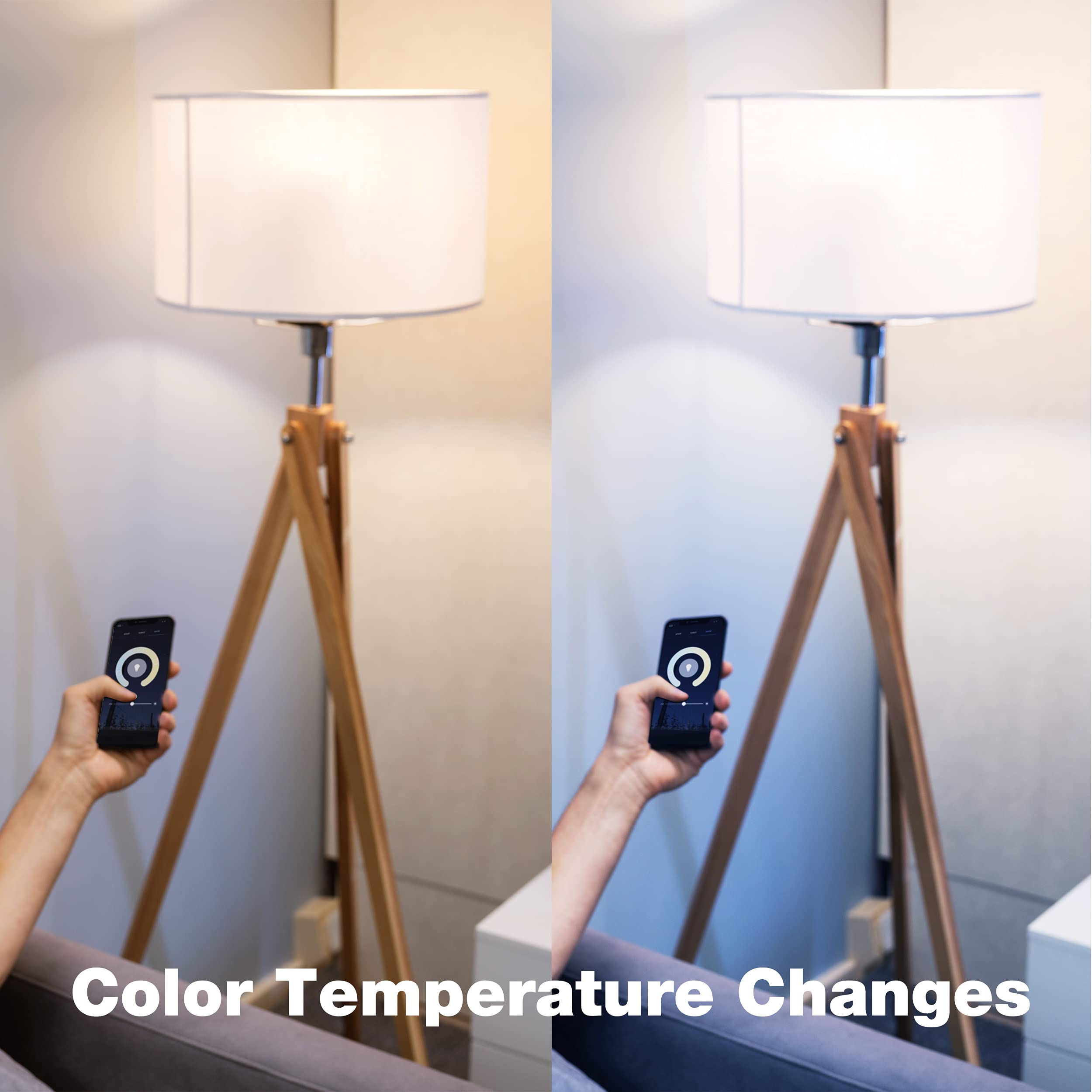 FLSNT LED Light Bulbs Color-Changing Smart Bulbs That Work with Alexa & Google Home by Smart Life APP, 9W, E26 Base, A19, 4 Pack