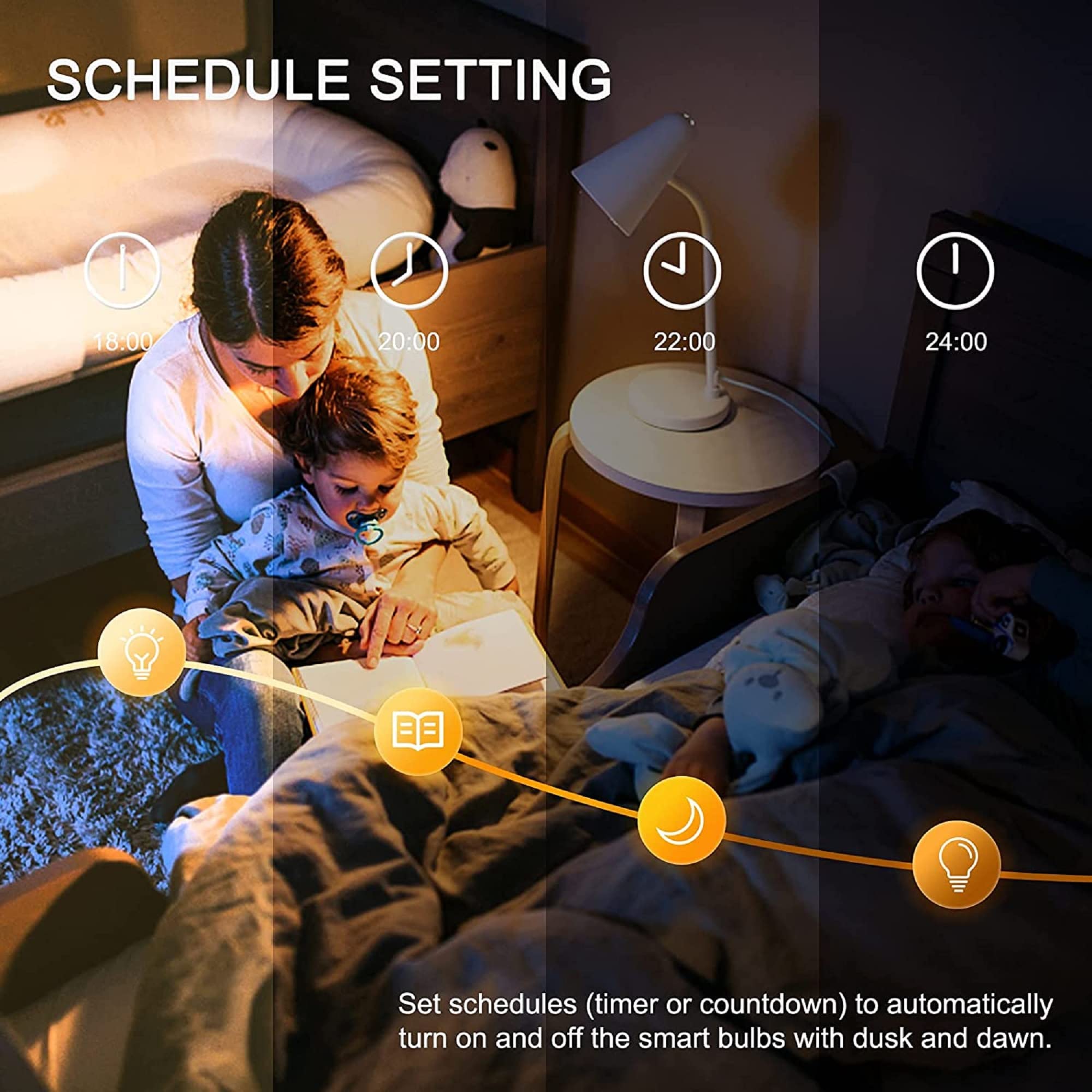 CRESTIN Smart Light Bulbs LED, RGBCW Color Changing Light Bulbs 2.4GHz WiFi &Bluetooth, Dimmable, Music Sync, Schedules, A19 E26, 9W=60W, 800LM Work with Alexa&Google Assistant, No Hub Required 2 Pack