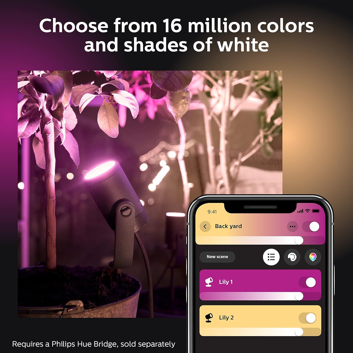 Philips Hue Lily White & Color Outdoor Smart Spot Light Extension (Hue Hub & Power Source Required), 1 Hue White & Color Smart Spot Light + Mount kit, Works with Alexa, HomeKit & Google Assistant