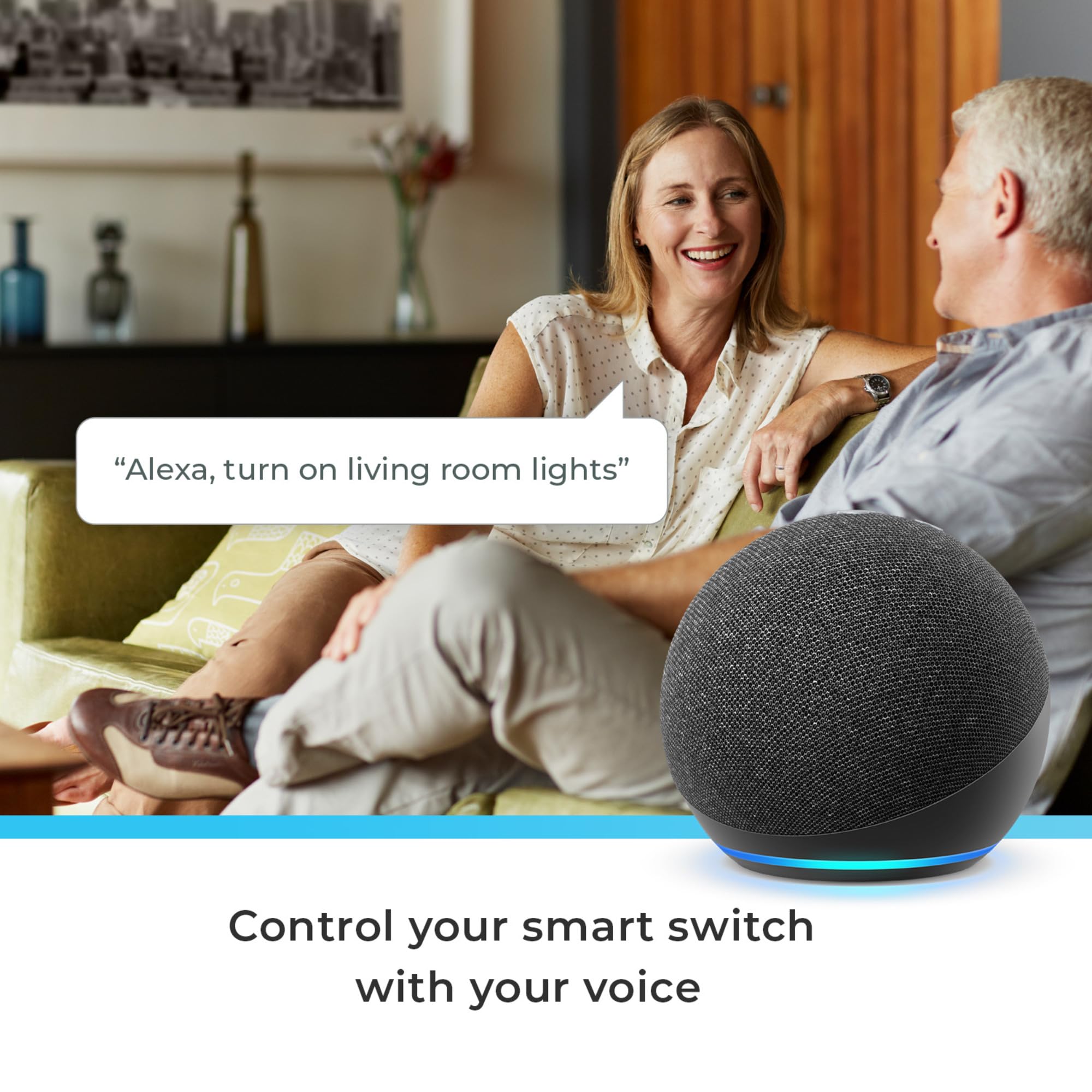 Globe Electric 50586 Works with Alexa Only Wi-Fi Smart Indoor On/Off Smart Switch,2.4Ghz WiFi, Neutral Wire Required, Voice Activated, White, Wall Plate Included, Smart Home Automation