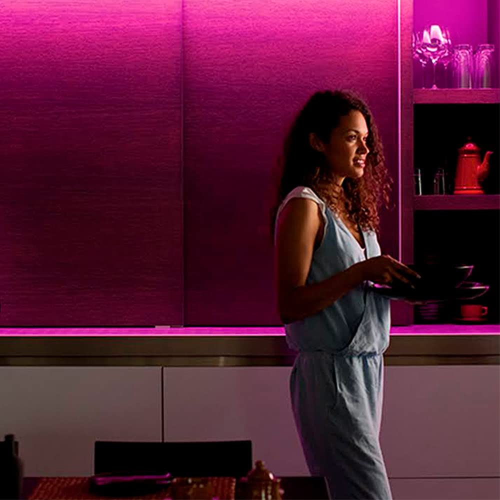 Philips Hue 800276 White and Color Ambiance LightStrip Plus Dimmable LED Smart Light (Requires Hue Hub, Works with Alexa, HomeKit & Google Assistant), 80 inch