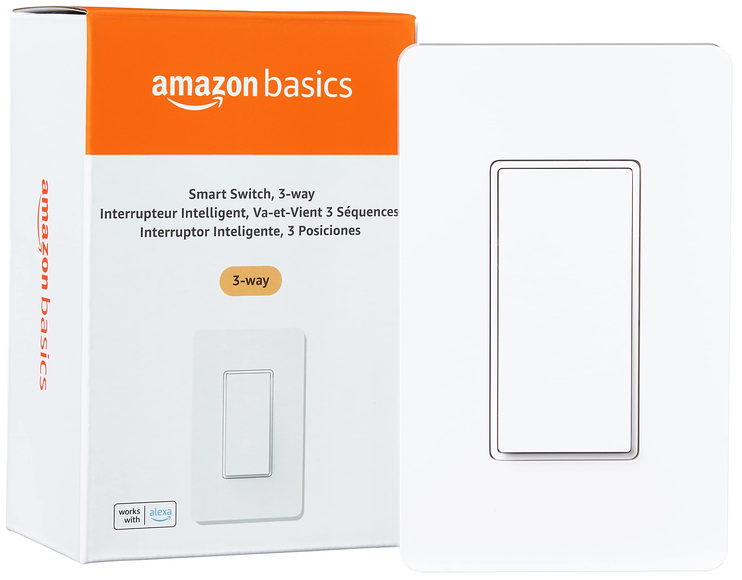 Amazon Basics 3-Way Smart Switch, Neutral Wire Required, 2.4 Ghz WiFi, Works with Alexa