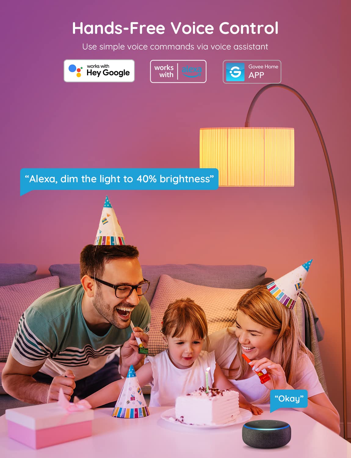 Govee Smart Light Bulbs, WiFi Bluetooth Color Changing Light Bulbs, Music Sync, 54 Dynamic Scenes, 16 Million DIY Colors RGB Light Bulbs, Work with Alexa, Google Assistant & Govee Home App, 4 Pack