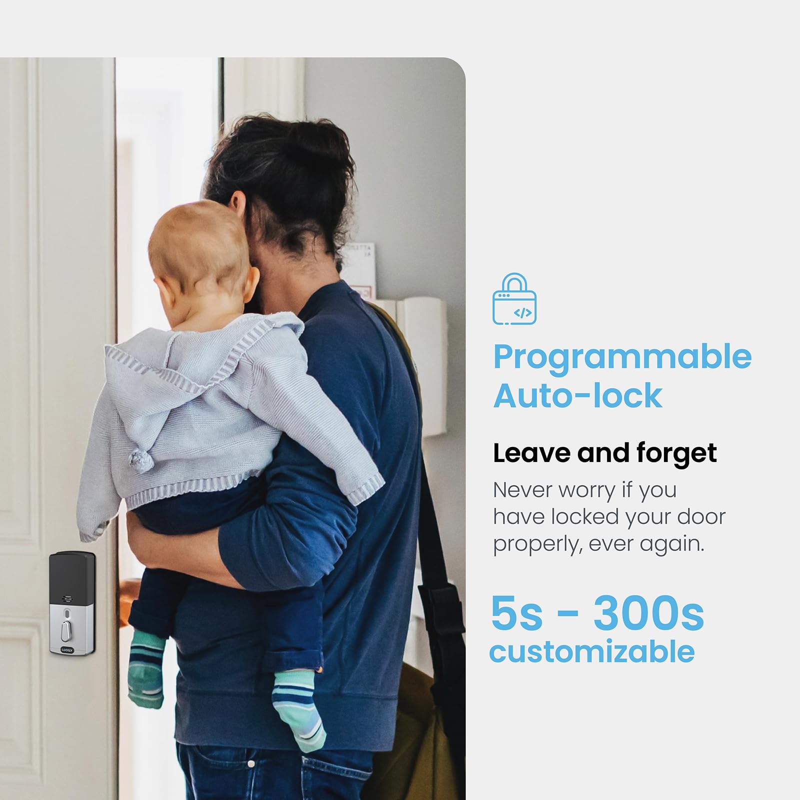 Lockly Secure Pro, Wi-Fi Smart Door Lock, Keyless Entry Door Lock, PIN Genie® Keypad, 3D Biometric Fingerprint Sensor, Voice Control, Auto Lock - Satin Nickel (PGD628WSN) - Latch Edition