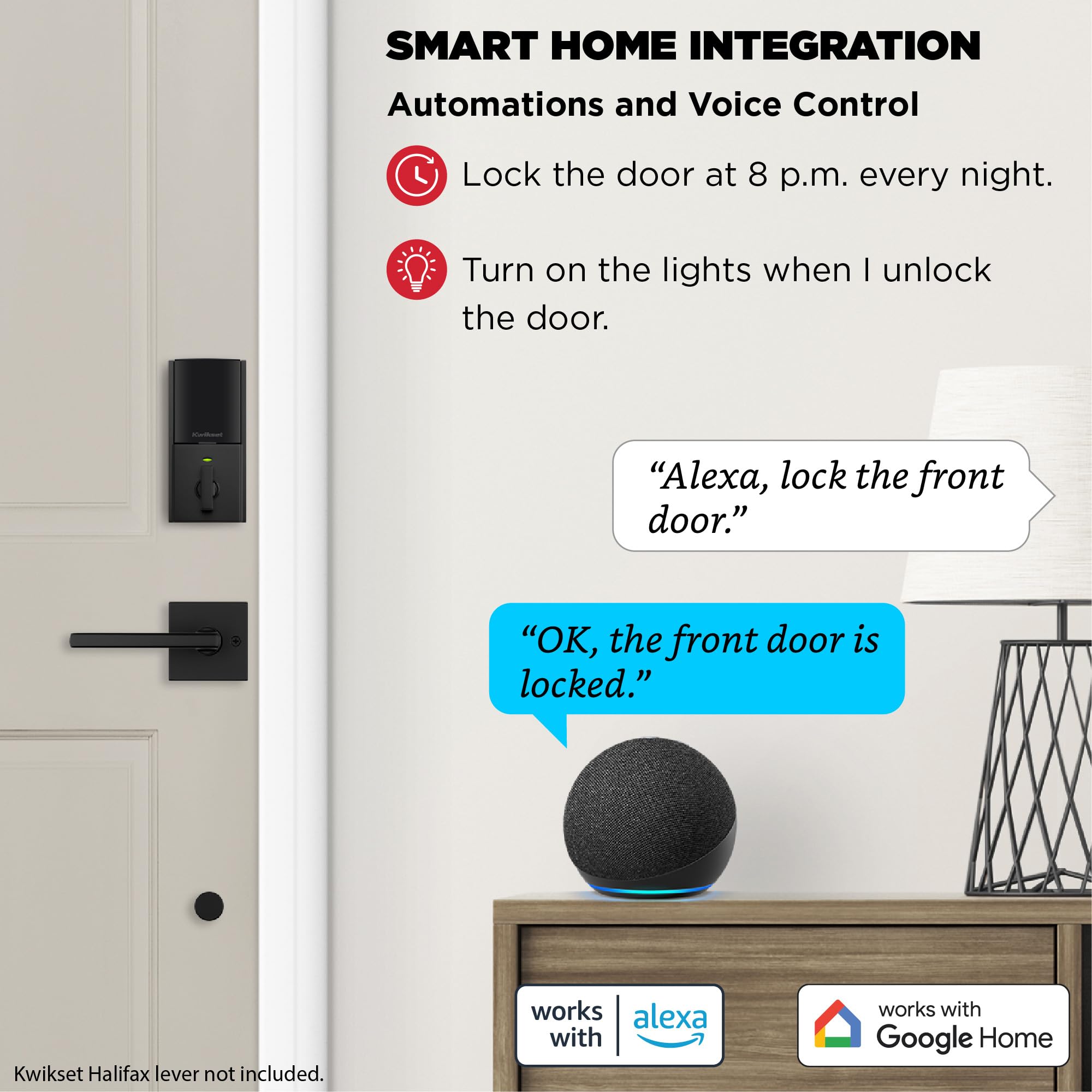 Kwikset Halo Touch Contemporary Square Wi-Fi Fingerprint Smart Lock No Hub Required featuring SmartKey Security in Matte Black (99590-004)