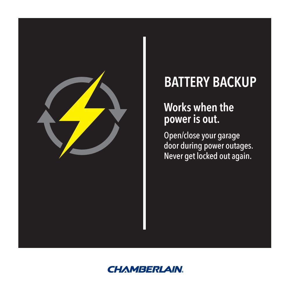Chamberlain B970T Smart Garage Door Opener with Battery Backup - myQ Smartphone Controlled - Ultra Quiet, Strong Belt Drive and MAX Lifting Power, 1.25 HP, Wireless Keypad Included, Grey