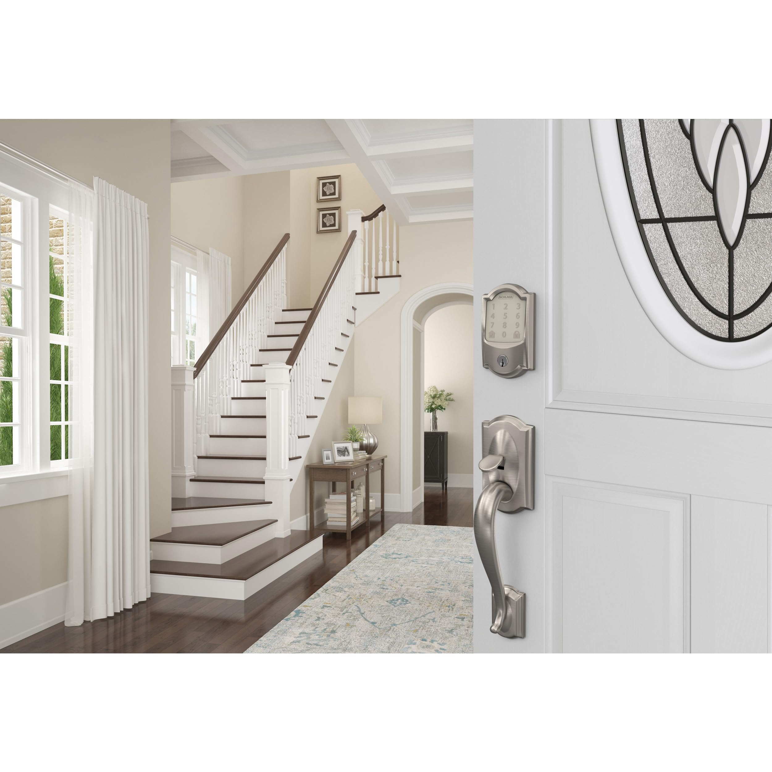Schlage Encode Smart Wi-Fi Deadbolt with Camelot Trim in Satin Nickel