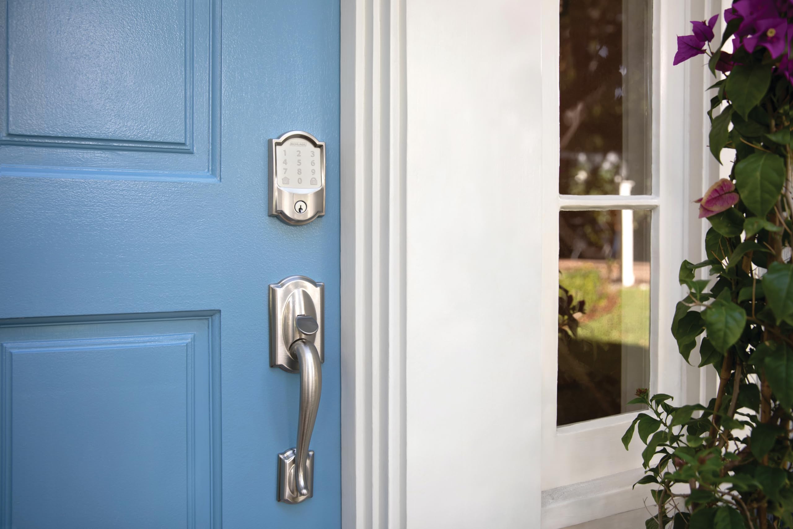 Schlage Encode Smart Wi-Fi Deadbolt with Camelot Trim in Satin Nickel
