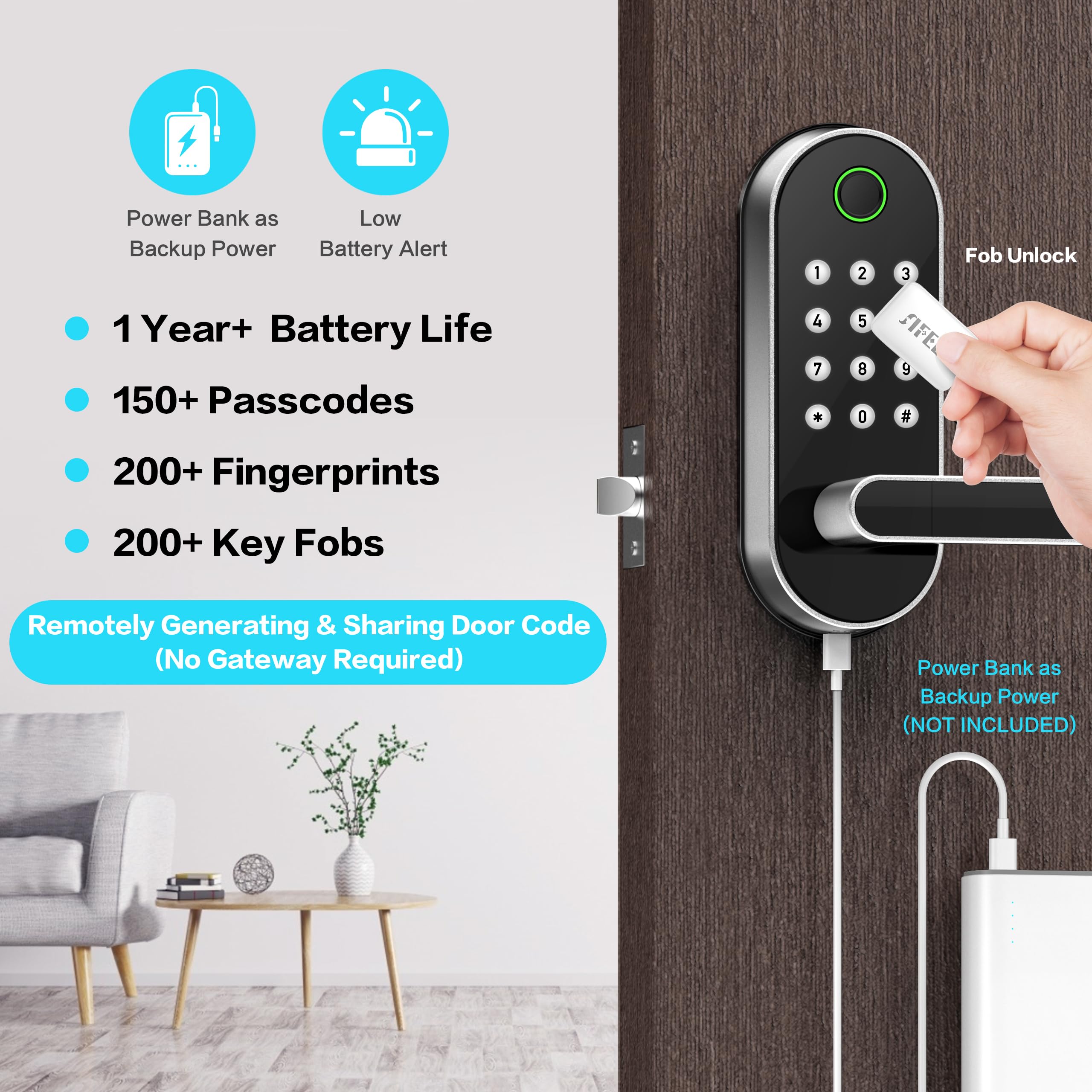 Sifely Keyless Entry Door Lock, Keypad Door Lock, Keyless Door Lock, Fingerprint Door Lock, Biometric Door Lock, Keypad Entry Door Lock, Passcode Code Door Lock, Digital Smart Door Lock (Smart Lock)