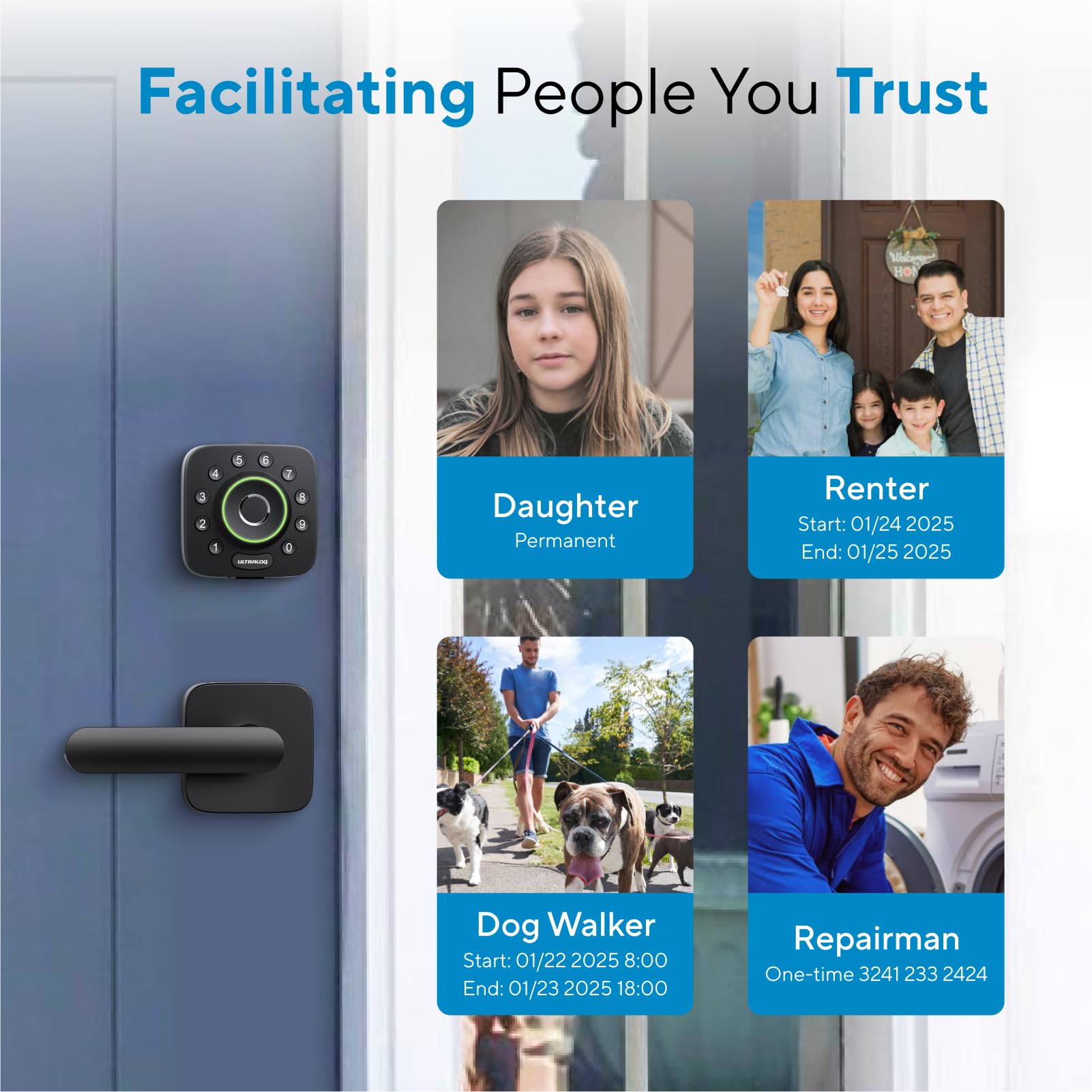 Smart Lock, ULTRALOQ U-Bolt Pro with Bridge WiFi Adaptor, 6-in-1 Keyless Entry Door Lock with App, WiFi, Bluetooth, Fingerprint and Keypad, ANSI Grade 1 Certified, Smart Door Lock, Front Door Lock