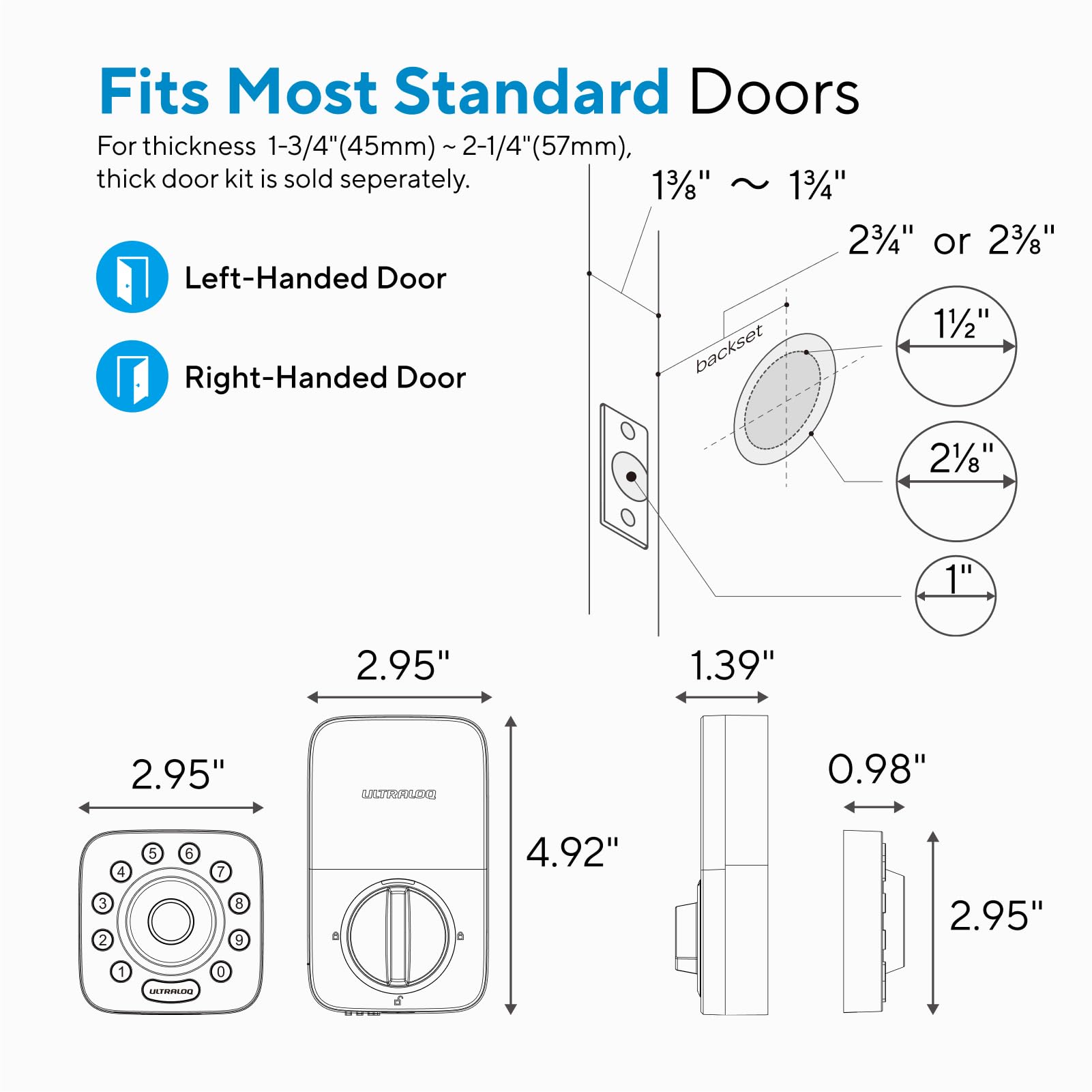 Smart Lock, ULTRALOQ U-Bolt Pro with Bridge WiFi Adaptor, 6-in-1 Keyless Entry Door Lock with App, WiFi, Bluetooth, Fingerprint and Keypad, ANSI Grade 1 Certified, Smart Door Lock, Front Door Lock