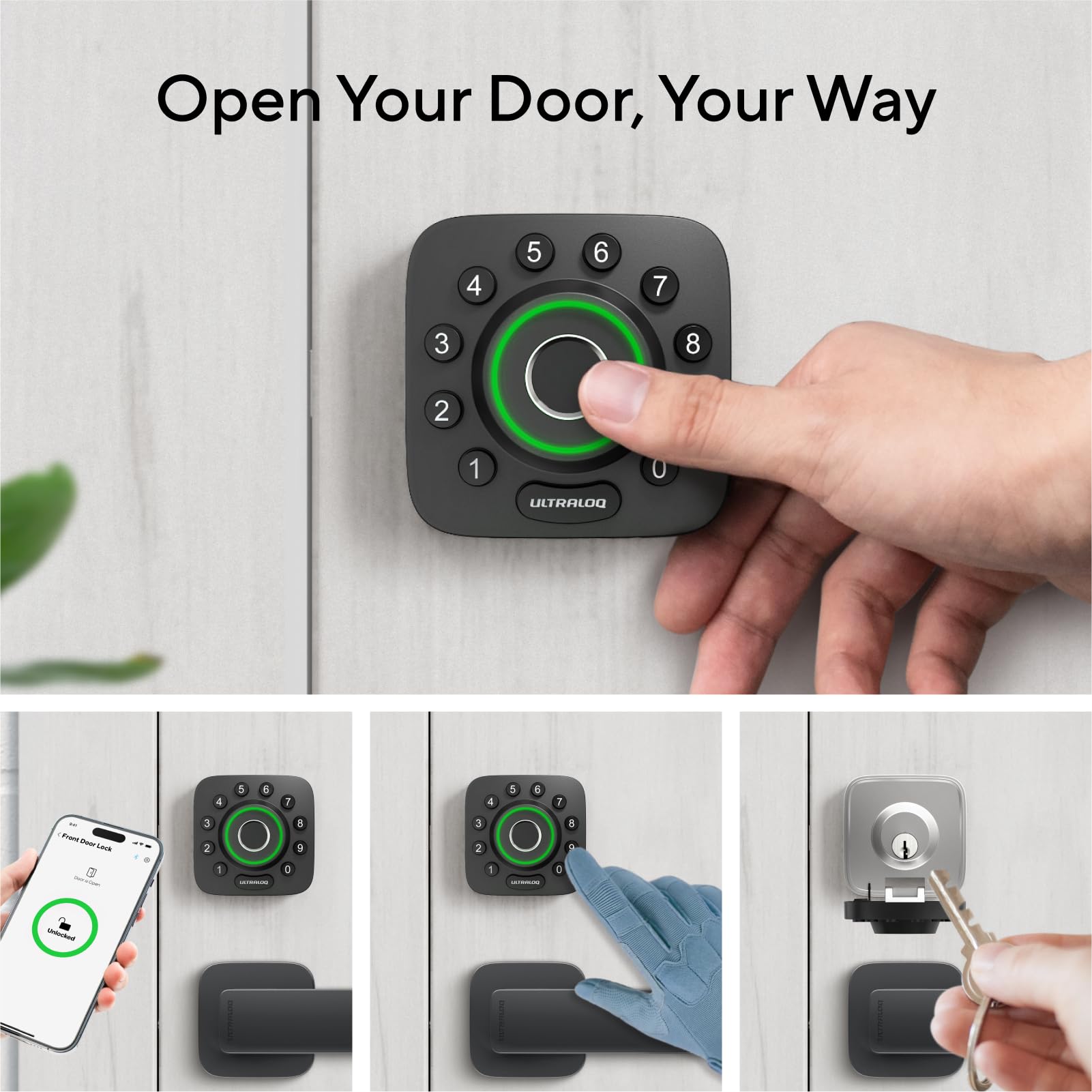 Smart Lock, ULTRALOQ U-Bolt Pro with Bridge WiFi Adaptor, 6-in-1 Keyless Entry Door Lock with App, WiFi, Bluetooth, Fingerprint and Keypad, ANSI Grade 1 Certified, Smart Door Lock, Front Door Lock