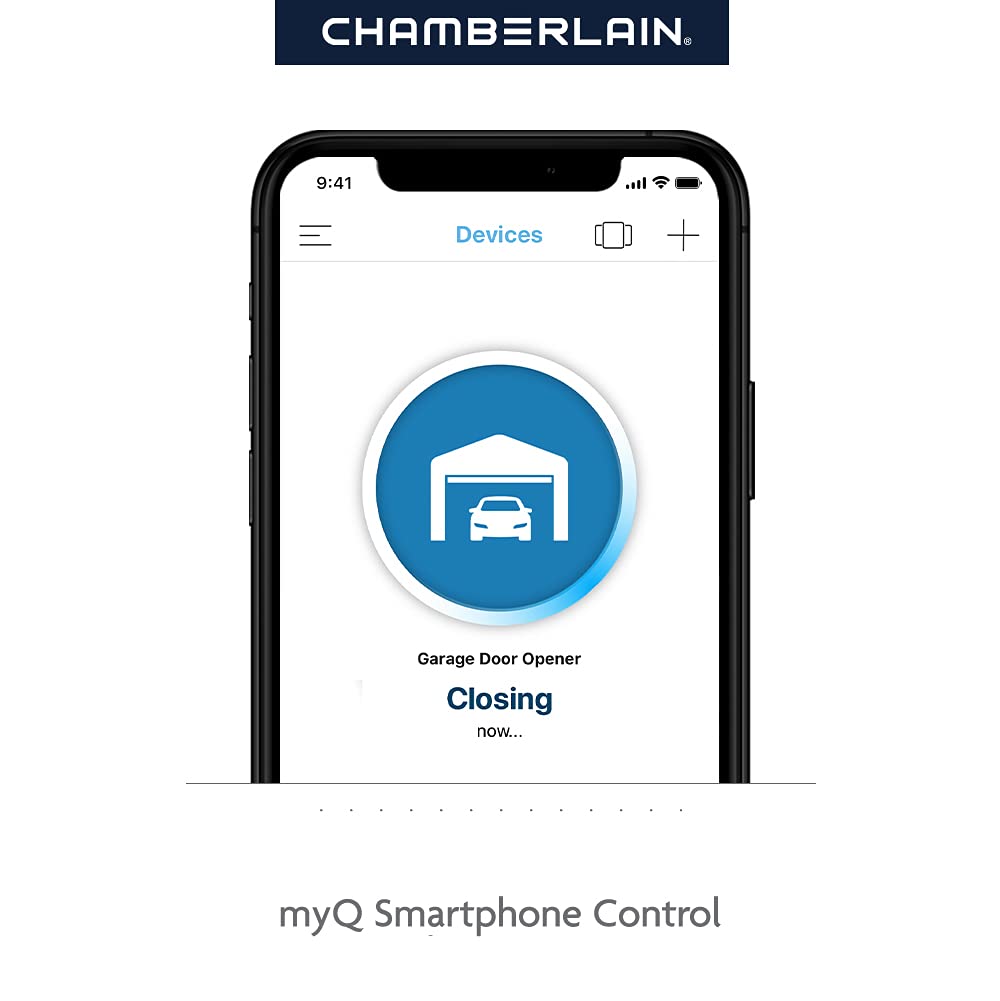 Chamberlain B2405 Smart myQ Smartphone Controlled-Ultra Quiet, Strong Belt Drive, Wireless Keypad Included, Blue Garage Door Opener , White