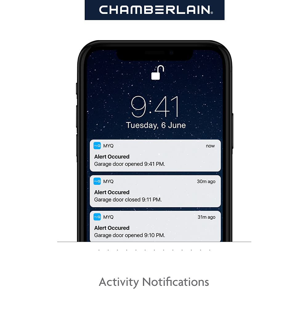 Chamberlain B2405 Smart myQ Smartphone Controlled-Ultra Quiet, Strong Belt Drive, Wireless Keypad Included, Blue Garage Door Opener , White