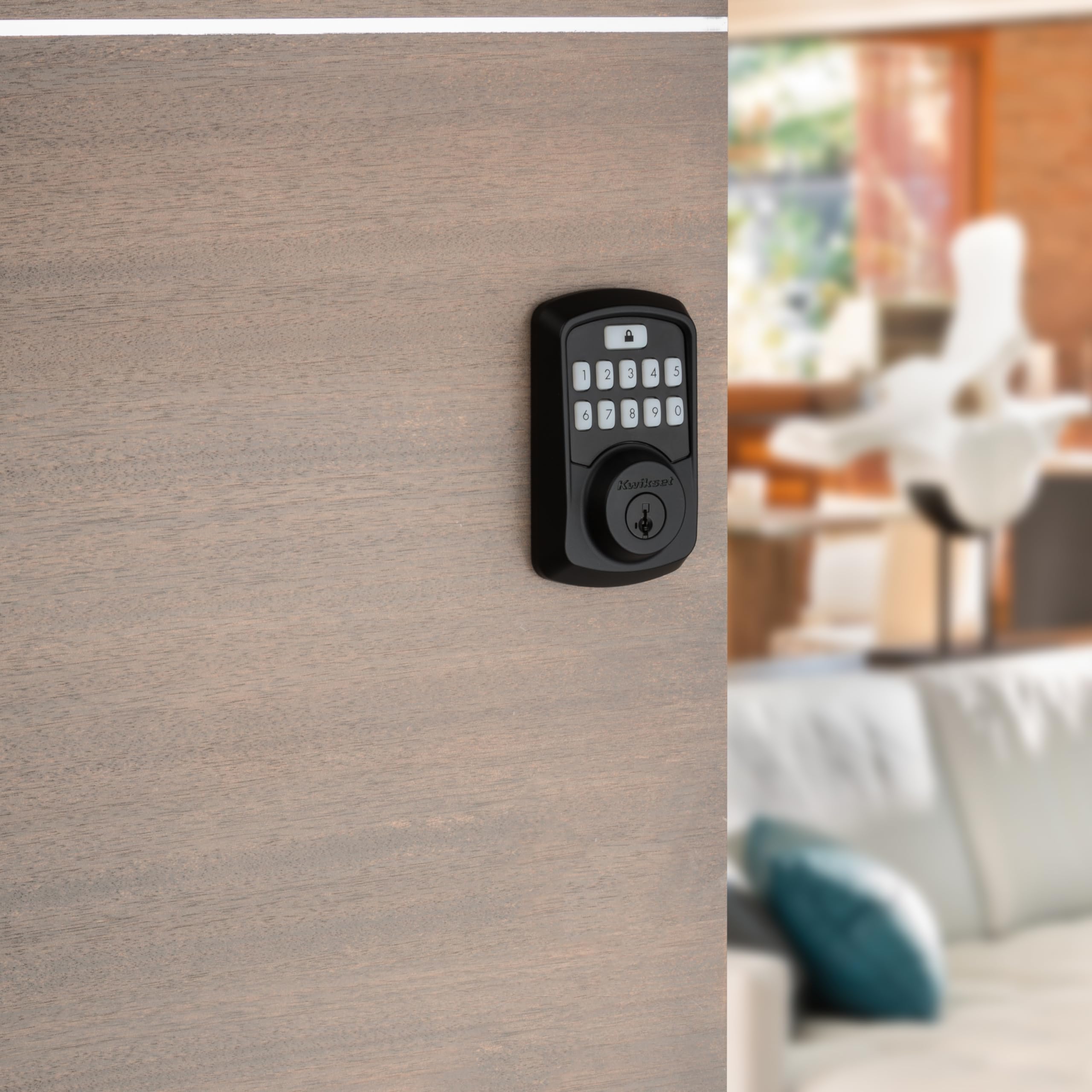 Kwikset 99420-003 Aura Bluetooth Programmable Keypad Door Lock Deadbolt Featuring SmartKey Security, Iron Black