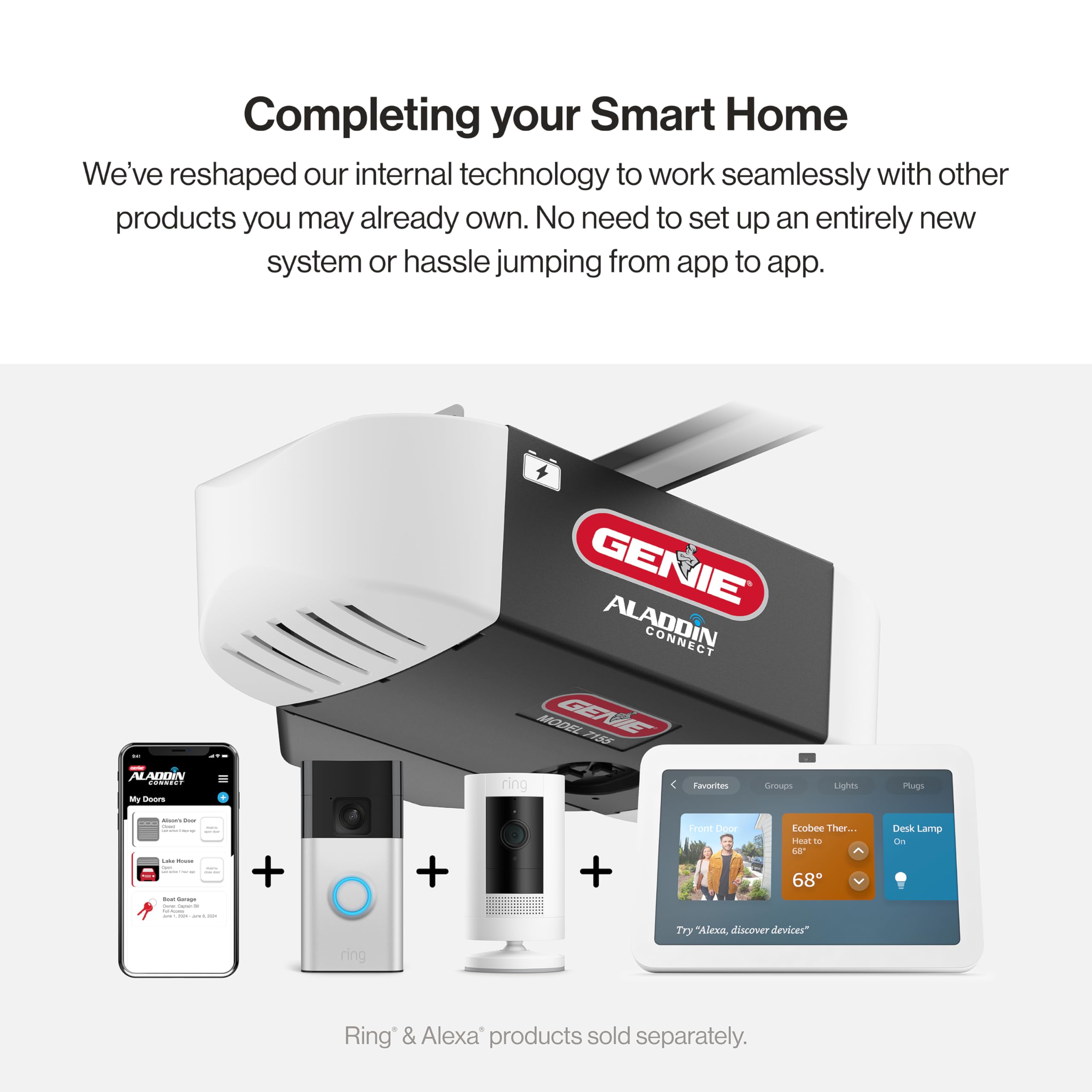 Genie 7155-TKV Smart Garage Door Opener StealthDrive Connect - Ultra Quiet opener, WiFi, Battery Backup - Works with Alexa & Google Home