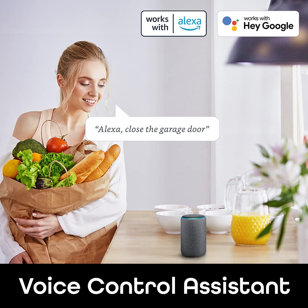 Geeni Smart Garage Door Opener, WiFi App Controlled Garage Opener, Compatible with Alexa and Google Home, No Remote Required