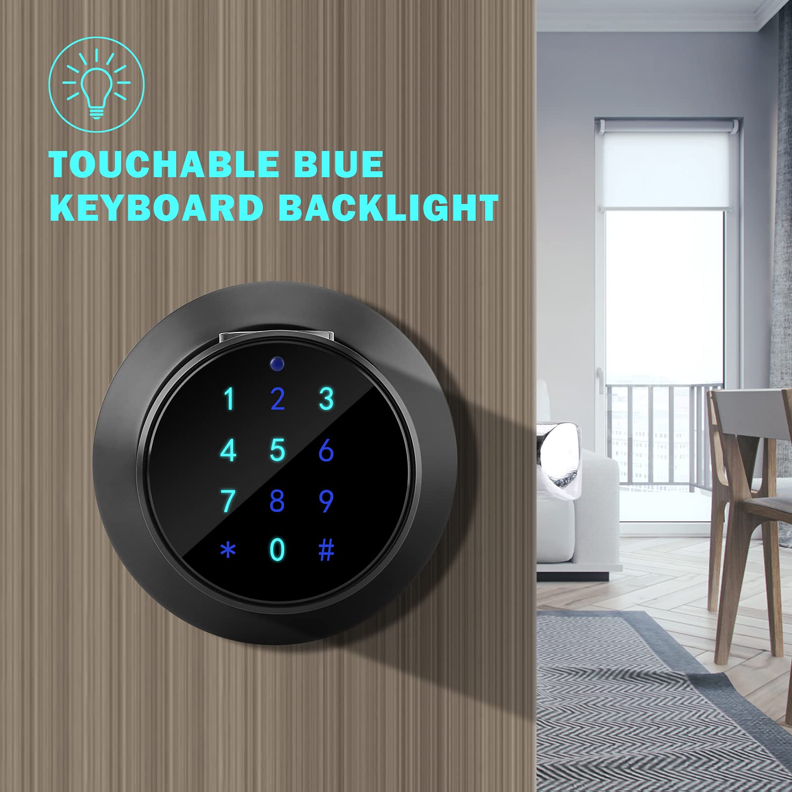 Fingerprint Door Knob, FITNATE Bluetooth Digital Code Door Lock Knob Gate Lock with Keypad, App Work with Alexa, Echo, Security Guard for Home, Hotel, Office, Easy to Install