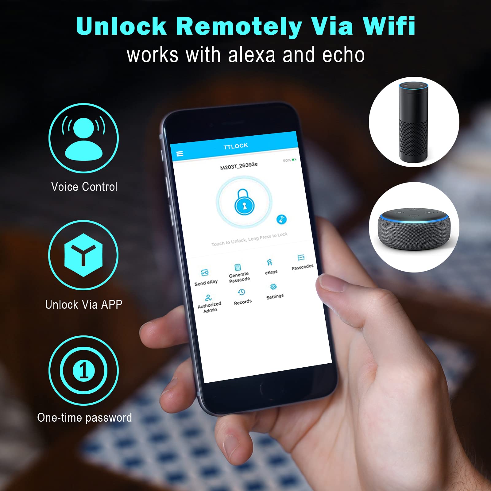 Fingerprint Door Knob, FITNATE Bluetooth Digital Code Door Lock Knob Gate Lock with Keypad, App Work with Alexa, Echo, Security Guard for Home, Hotel, Office, Easy to Install