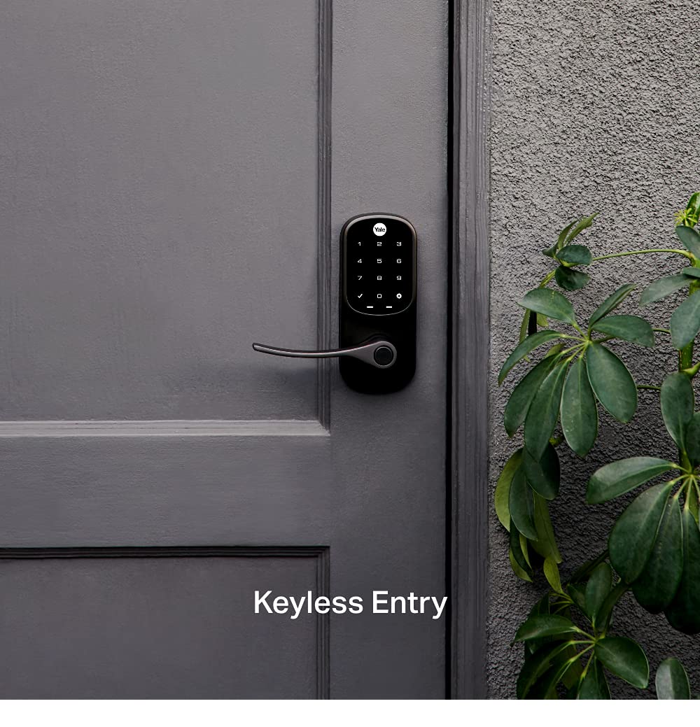 Yale | LiftMaster Smart Lock with Keypad Lever- Works with myQ App & Key by Amazon in-Garage Delivery when paired with Smart Garage Hub (sold separately), Oil Rubbed Bronze
