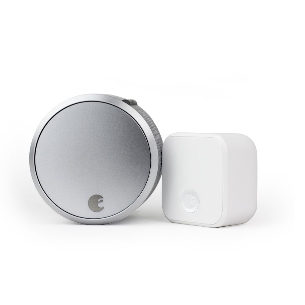 August Smart Lock Pro + Connect Hub - Wi-Fi Smart Lock for Keyless Entry - Works with Alexa, Google Assistant, and more – Silver