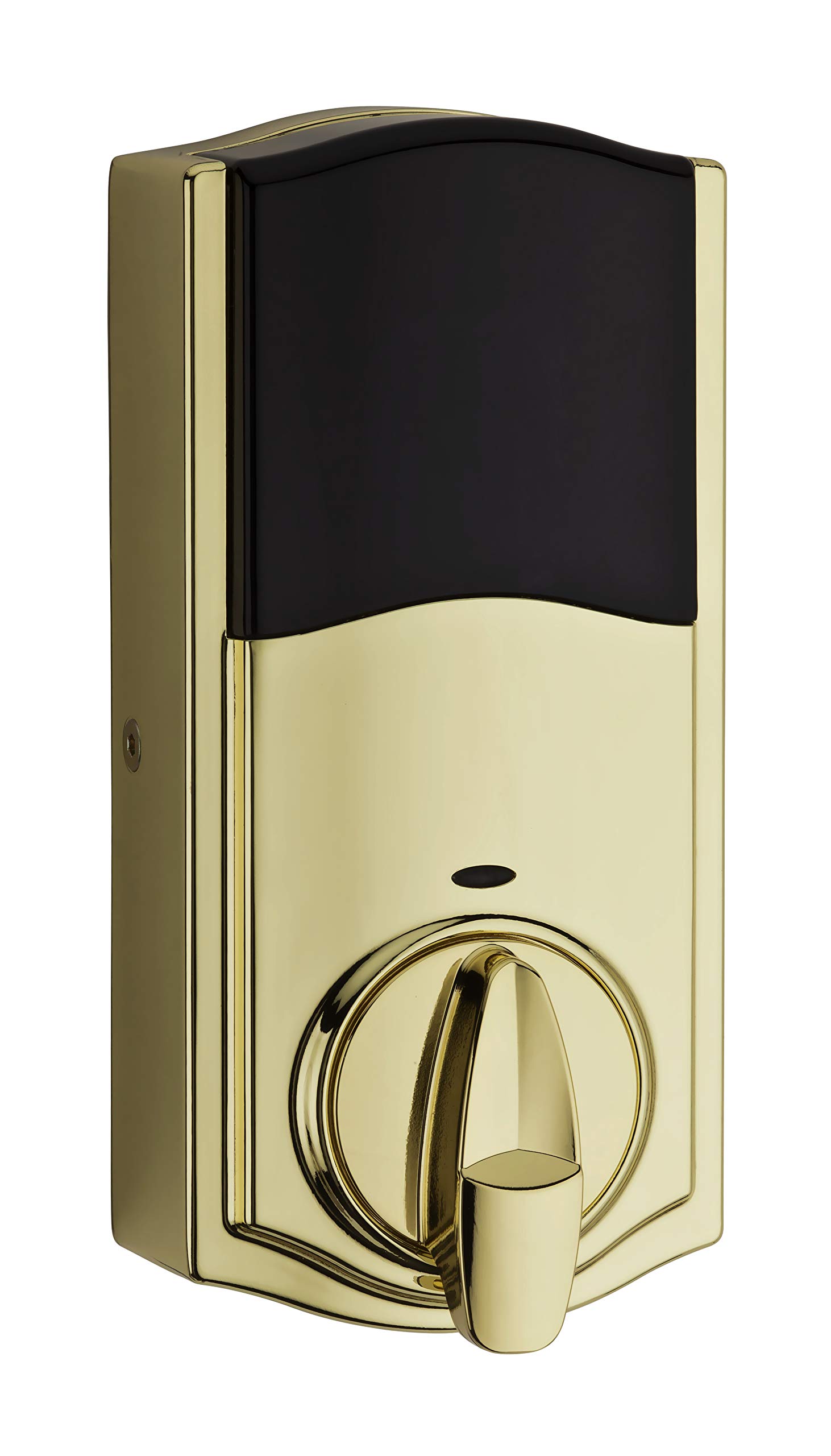Kwikset 916 Traditional Touchscreen SmartCode Electronic Deadbolt Smart Lock featuring SmartKey Security and ZigBee 3.0 Technology in Polished Brass,Lifetime Polished Brass