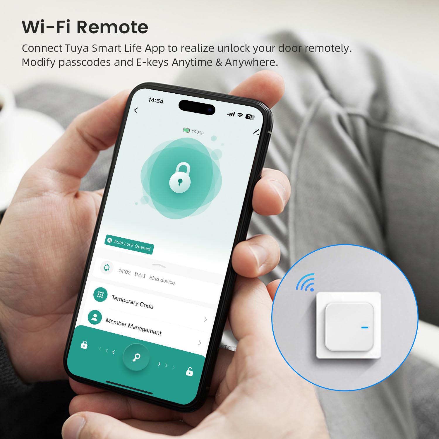 LOQRON Wi-Fi Gateway for Tuya Smart Door Lock, Wi-Fi Bridge for Bluetooth Lock Remotely Control with Tuya/SmartLife App, Gateway Smart Hub Remote Control for Door Locks