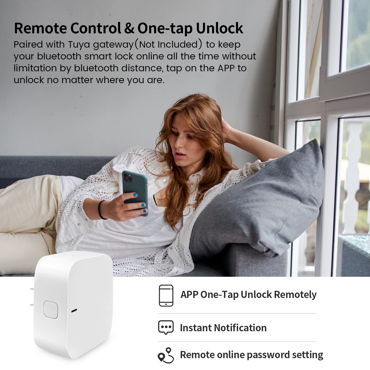 LOQRON Wi-Fi Gateway for Tuya Smart Door Lock, Wi-Fi Bridge for Bluetooth Lock Remotely Control with Tuya/SmartLife App, Gateway Smart Hub Remote Control for Door Locks