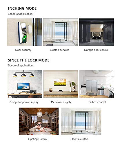 MHCOZY Updated WiFi Wireless Smart Switch Inching Self-Locking Relay Module,Set Inching Time from 0.5 Second to 1 Hour,be Applied to Access Control,DIY WiFi Garage Door Opener (7-32V with 433Mhz RF)