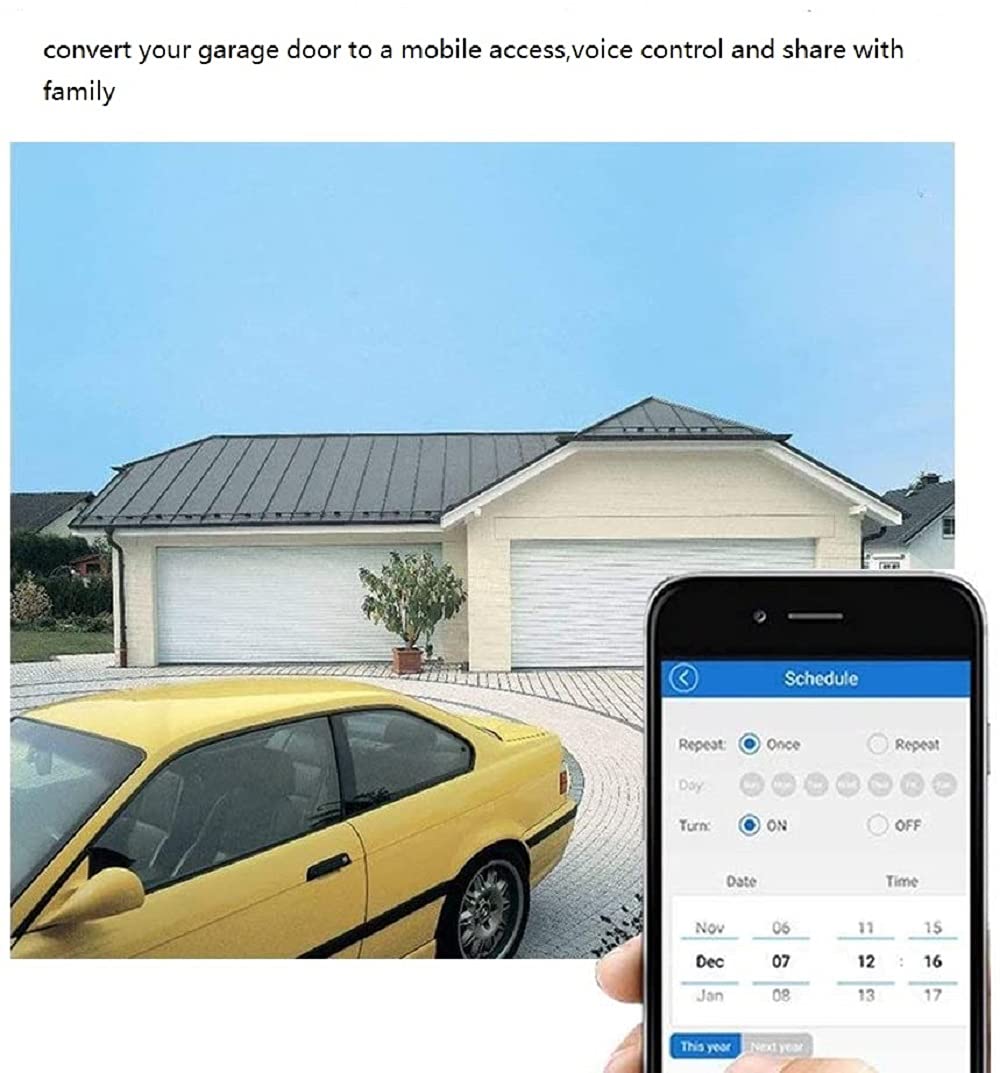 MHCOZY Updated WiFi Wireless Smart Switch Inching Self-Locking Relay Module,Set Inching Time from 0.5 Second to 1 Hour,be Applied to Access Control,DIY WiFi Garage Door Opener (7-32V with 433Mhz RF)
