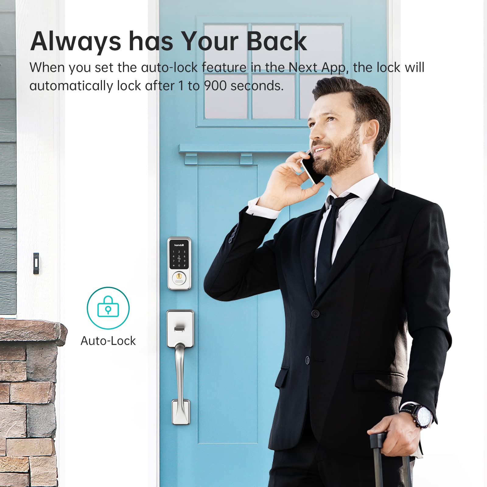 Smart Door Lock with Keypad, Keyless Entry Home with Your Smartphone, Bluetooth Smart Deadbolt Door Lock Works with APP Control, Code and eKey, Auto Lock for Home Hotel Apartment