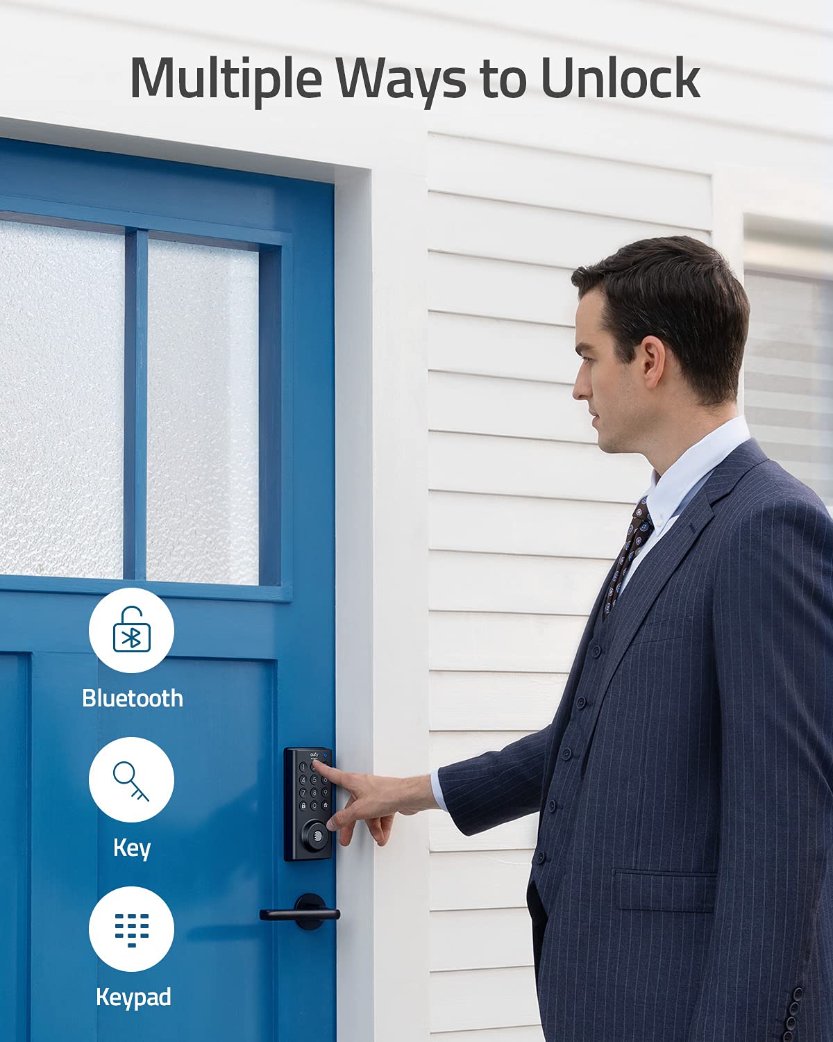 eufy Security Keyless Entry Door Lock, App Control, Bluetooth Electronic Deadbolt, BHMA Certified, IPX3 Weatherproof Protection, Compatible with Wi-Fi Bridge (Sold Separately)
